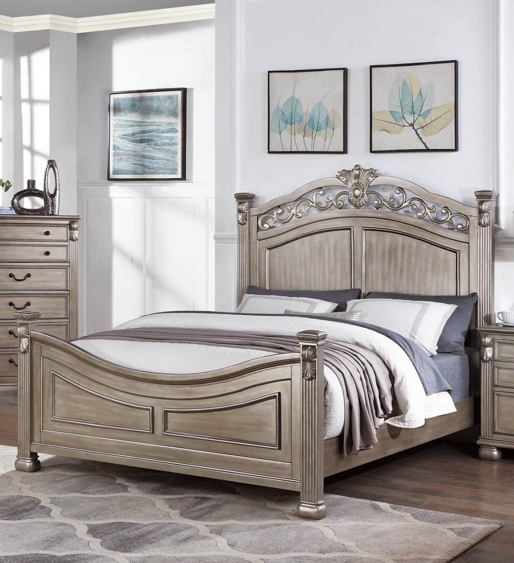 Queen Size Platform Bed with Unique Design Headboard Footboard,American ...