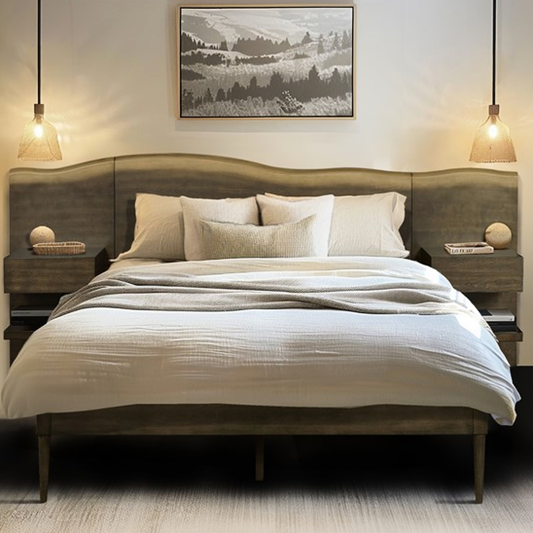 Queen Size - Platform Bed without Boxspring - Bedroom Use - Dark Coffee ...
