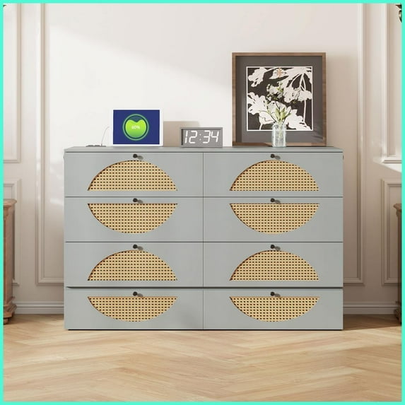 Queen Size Plywood & MDF Murphy Bed with Large Drawer USB Ports – Gray ...