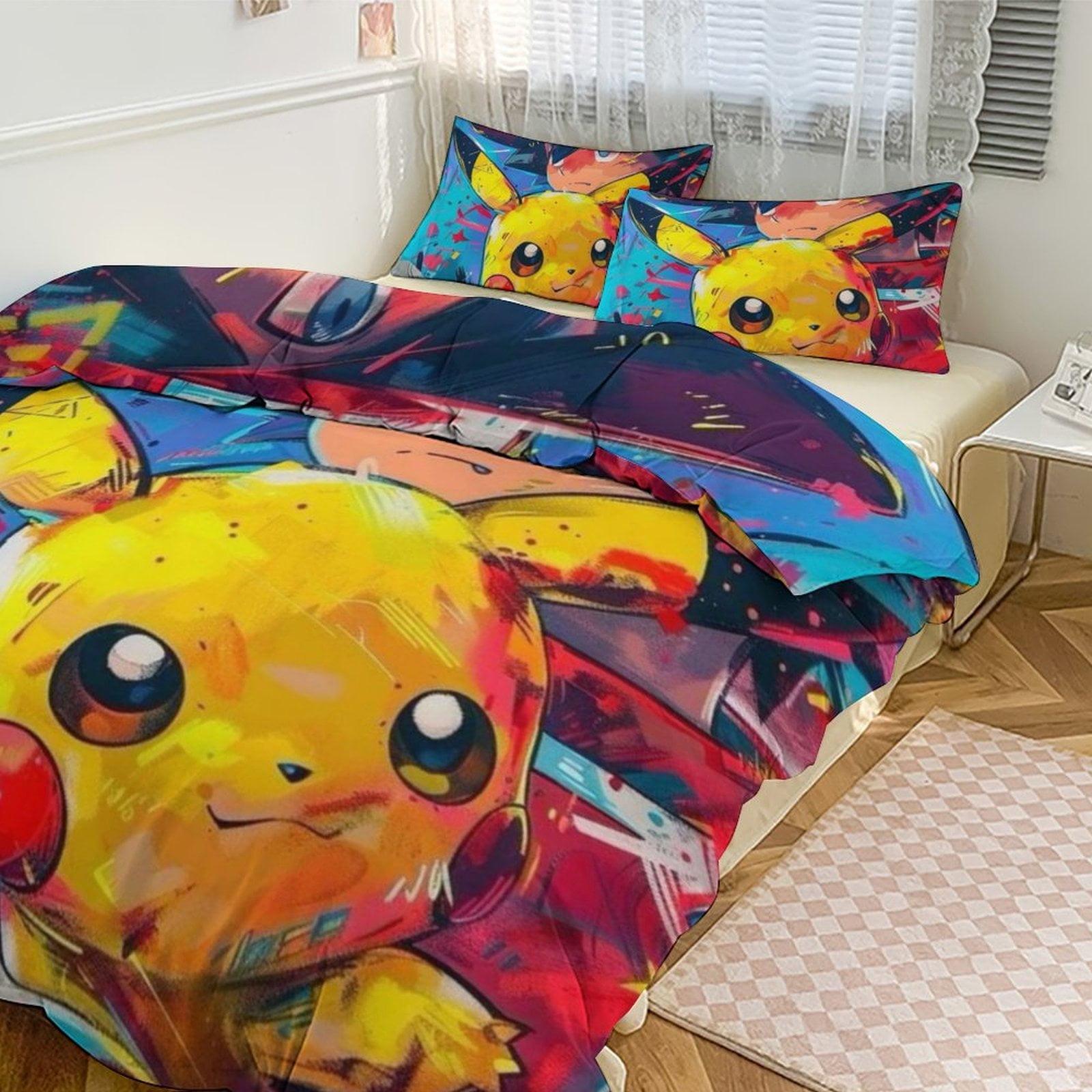 Queen Size Pokemon Bedding Set for Kids Contains One Duvet Cover and ...