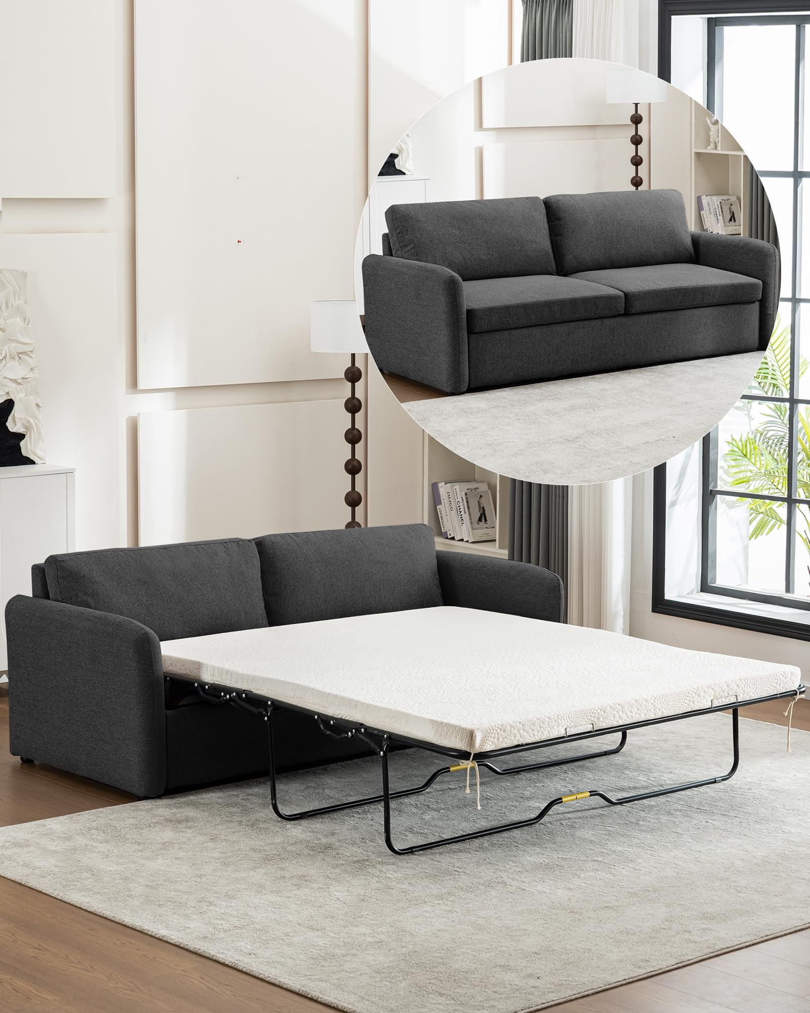 Queen Size Pull Out Sofa Bed, Convertible Sleeper Sofa Couch with ...