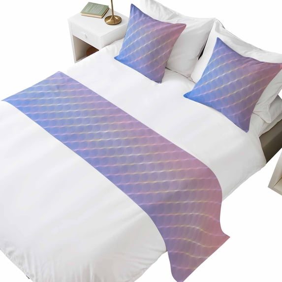 Queen Size Purple Gradient Bed Runner Set 83 x 20 inch Simple Line ...