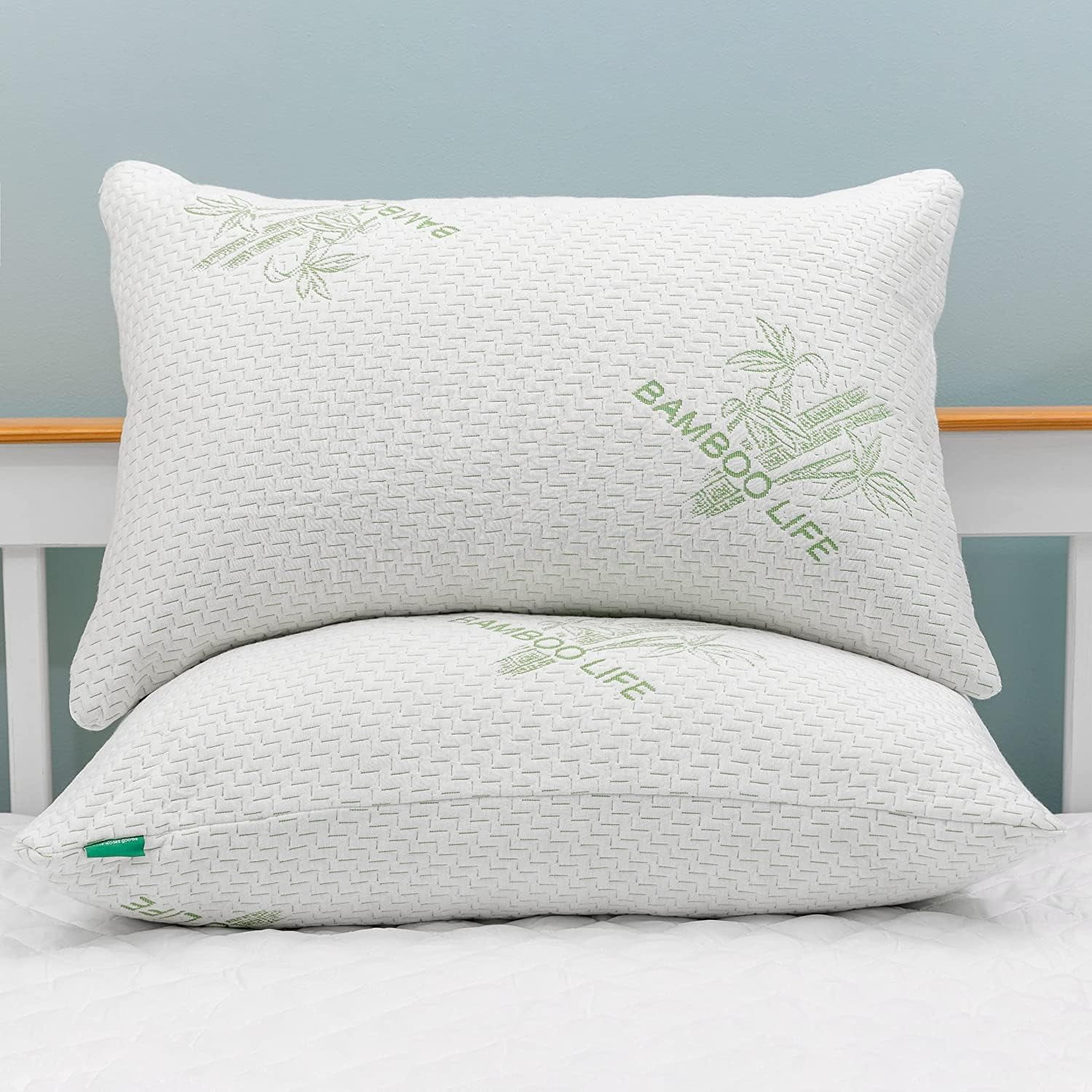 Queen Size Rayon Derived from Bamboo Pillow, Shredded Memory Foam Bed ...