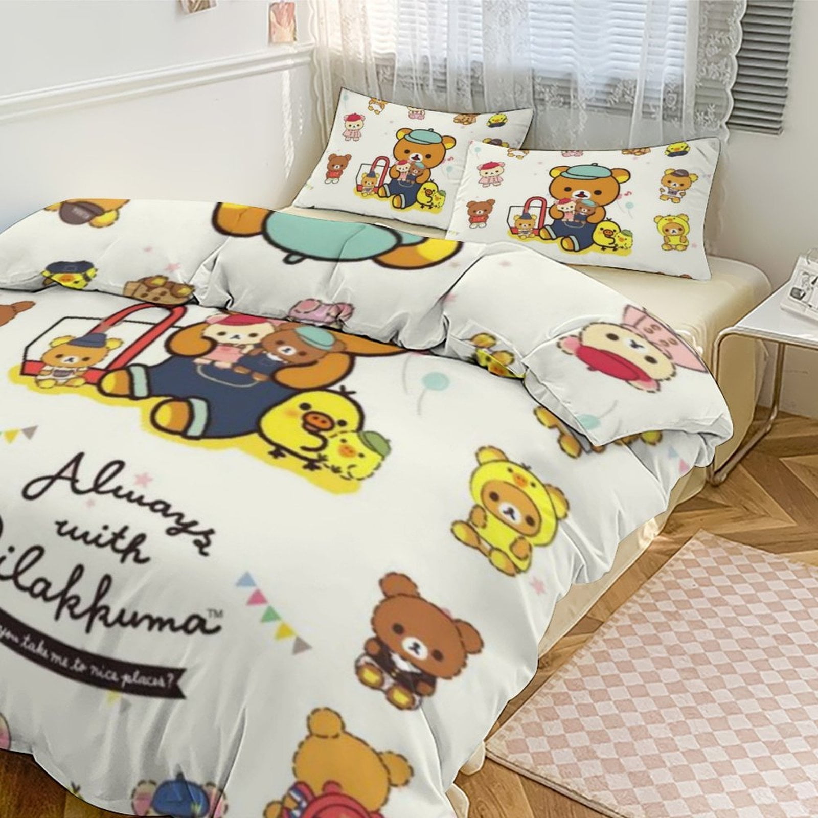 Queen Size Rilakkuma Bedding Set for Kids Contains One Duvet Cover and ...