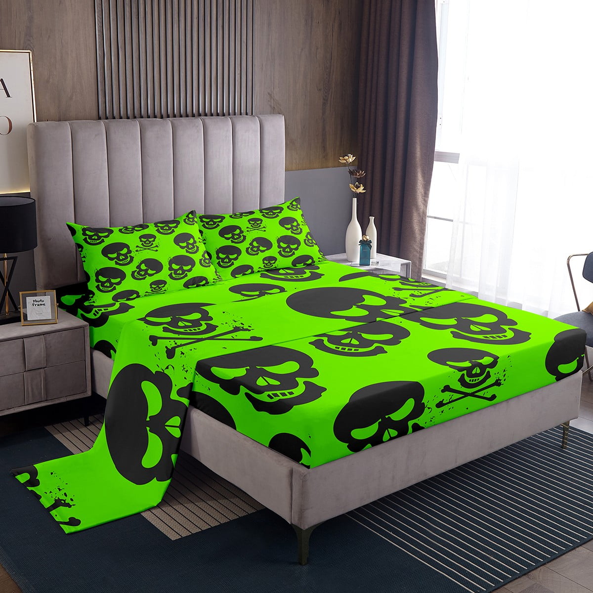 Queen Size Sheet Sets for Boys Skull Bones Sheets Watercolor Skeleton ...