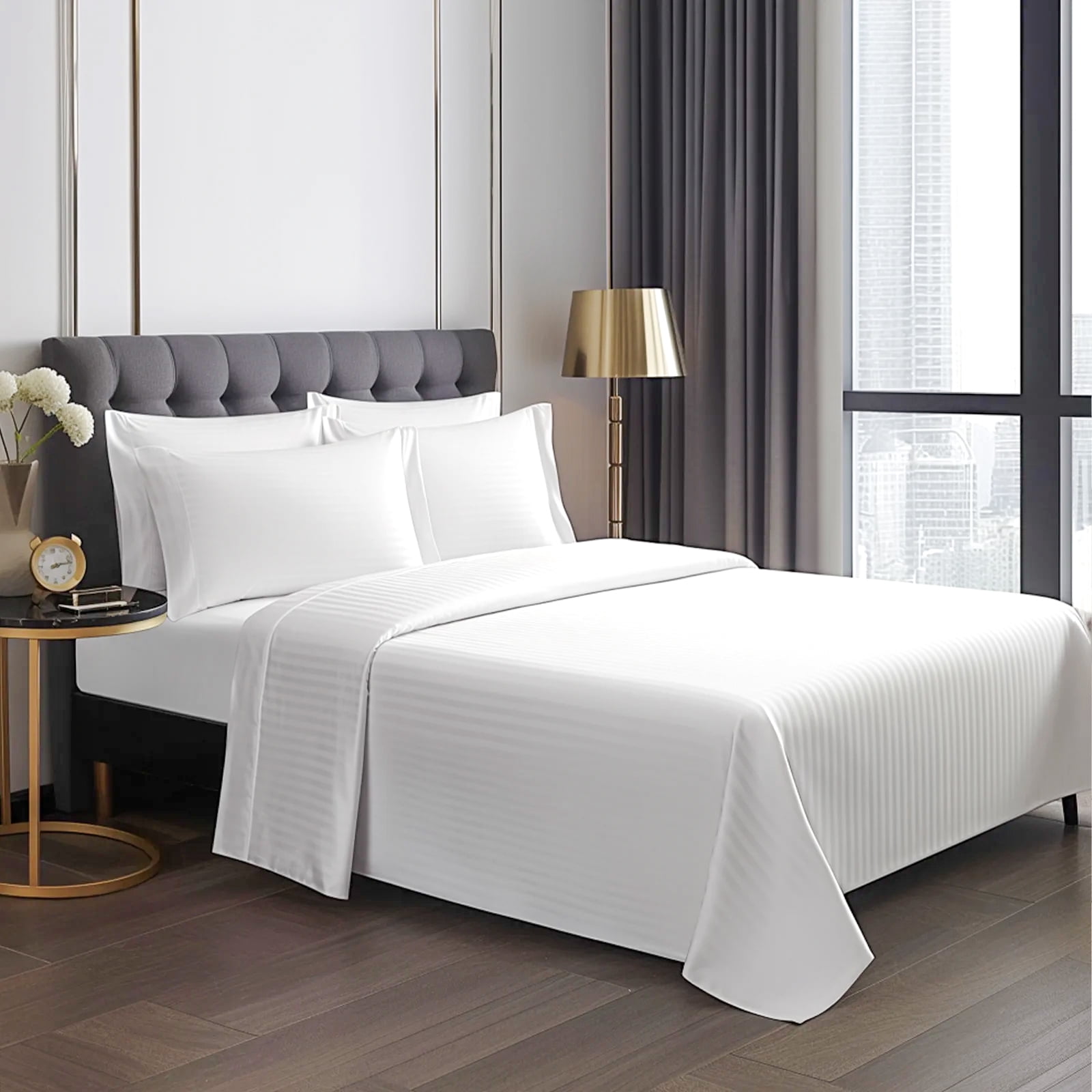 Queen Size Sheets Set White Bedding Silky Soft Breathable Durable ...