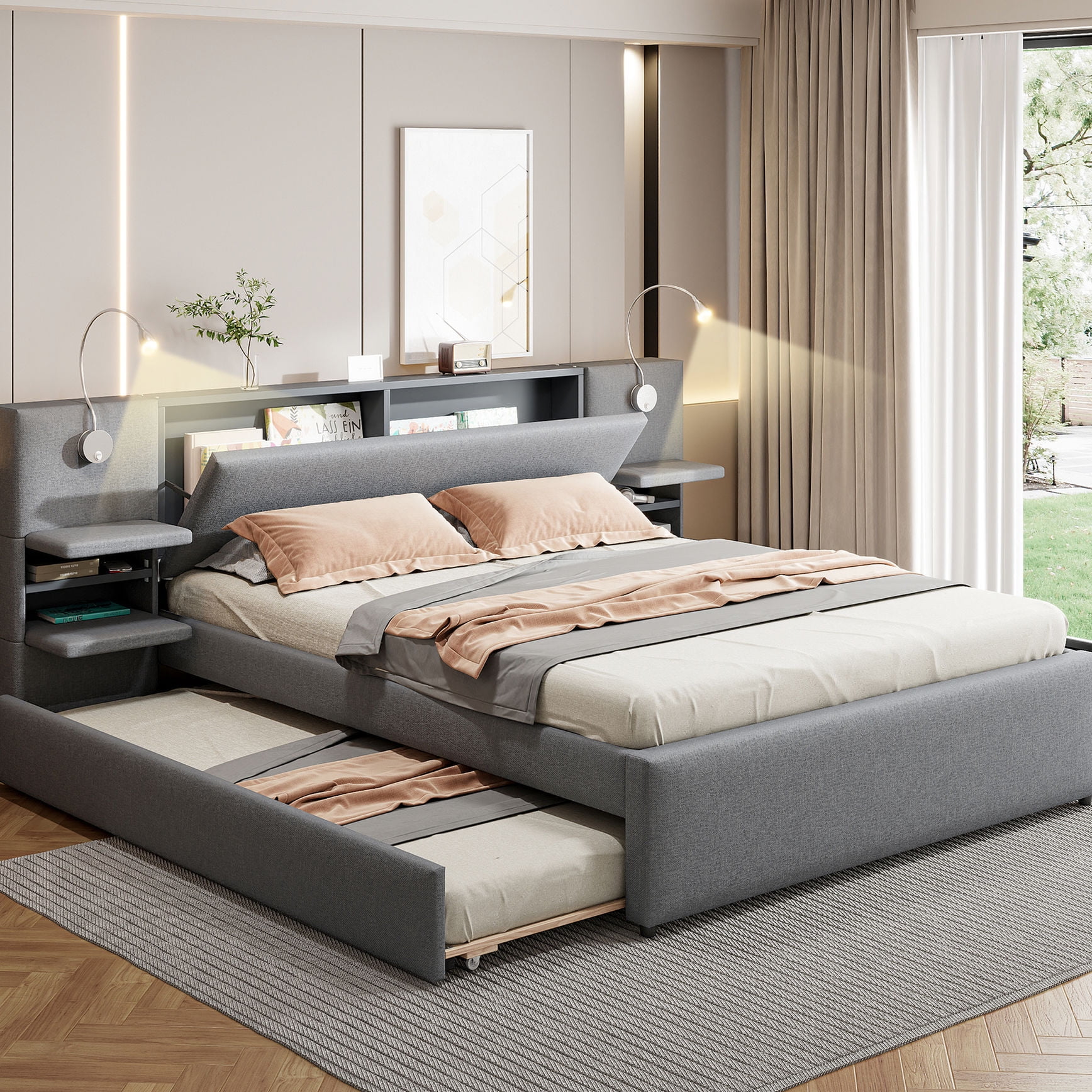 Queen Size - Side Racks for Small Items - Bedroom Utility - Easy ...