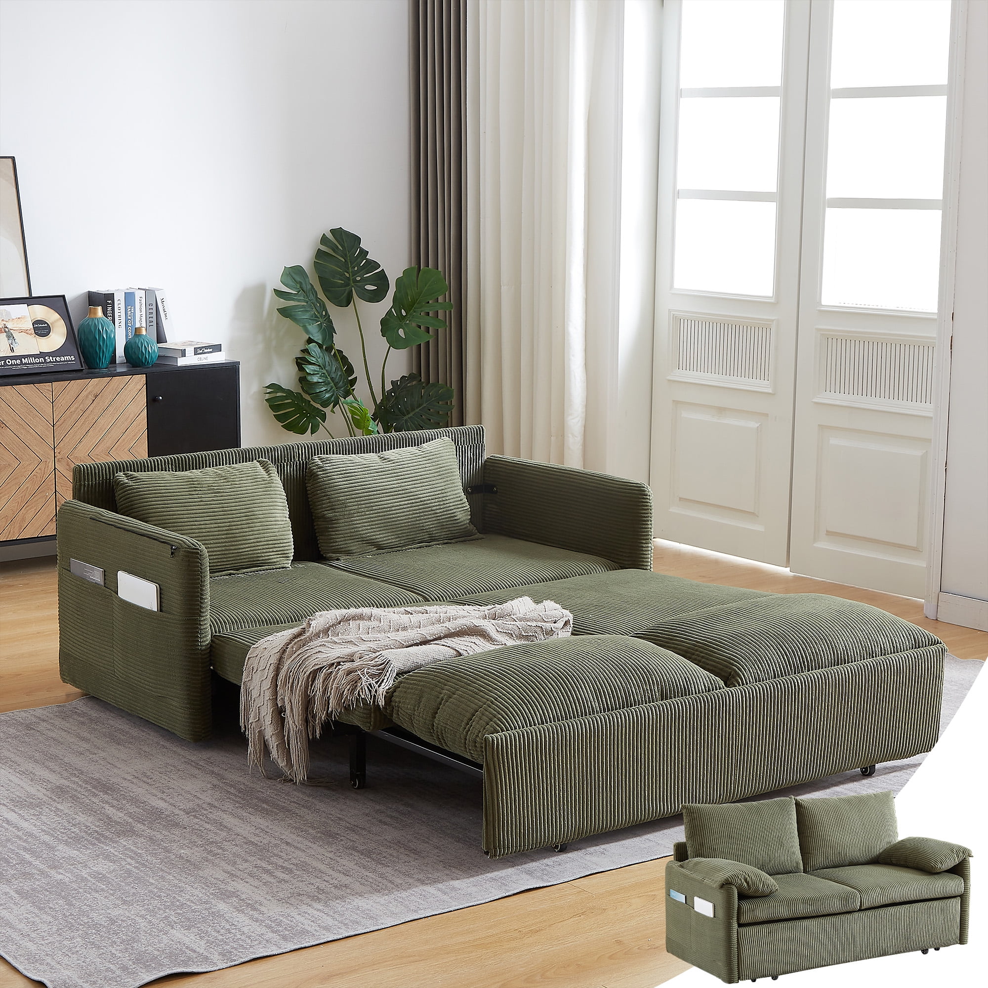 Queen Size Sleeper Pull Out Couch With Storage,Convertible Loveseat ...