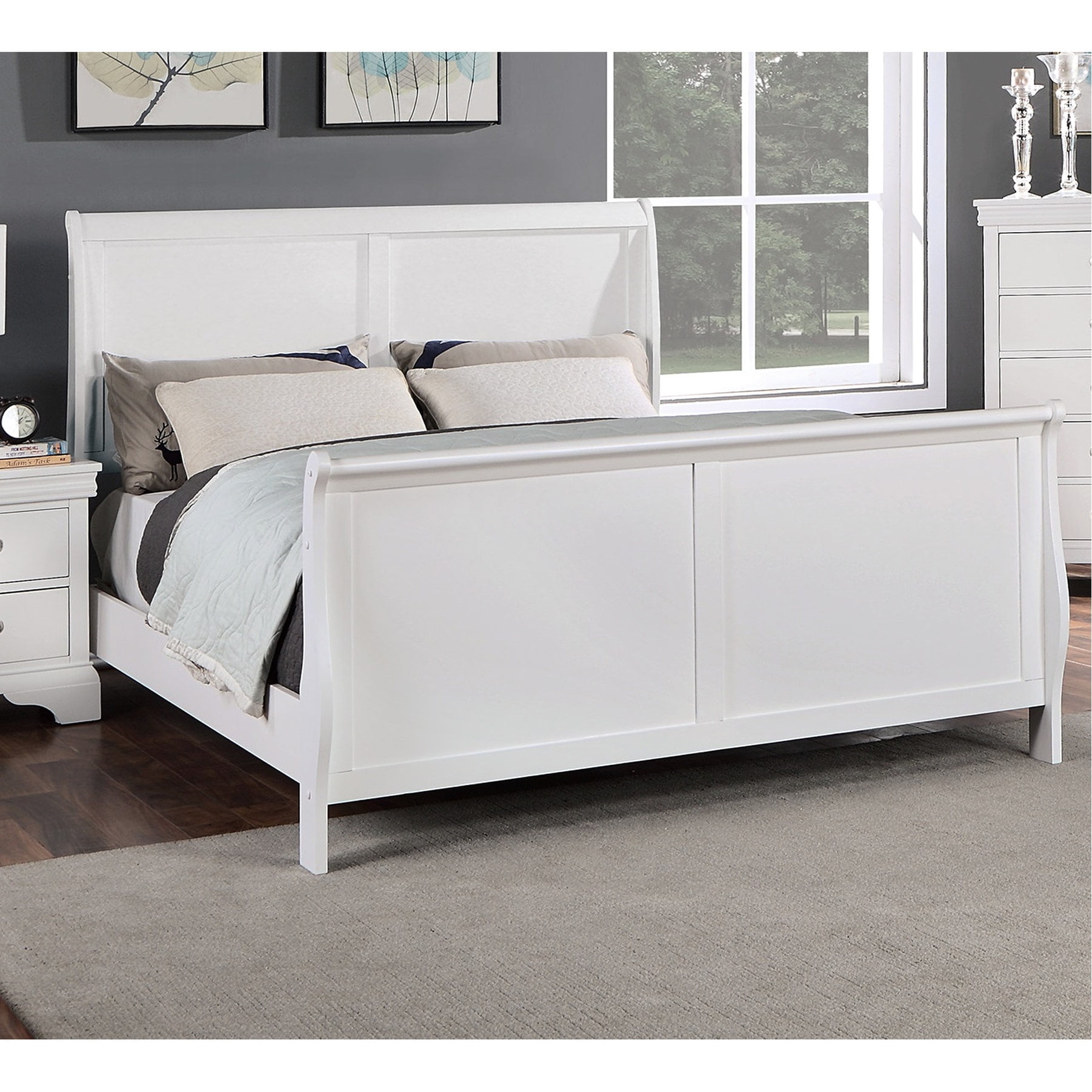 Queen Size - Unique Sleigh Shape - Bedroom Arrangement - Contemporary ...