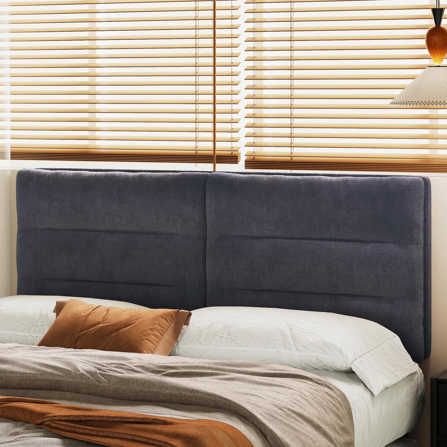 Queen Size Velvet Headboard Foldable Panels Backboard, Upholstered Full ...