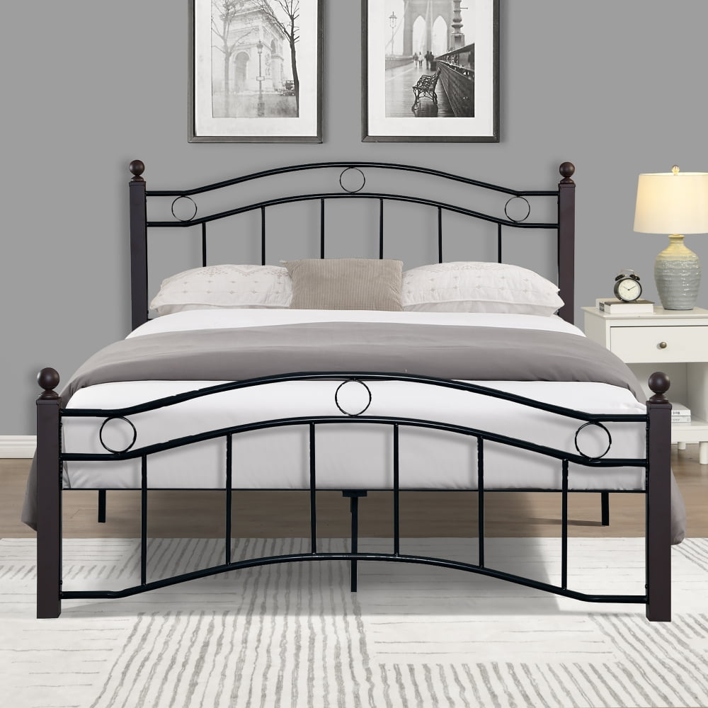 Queen Size Victorian Style Platform Bed,Durable Metal Bed Frame with ...