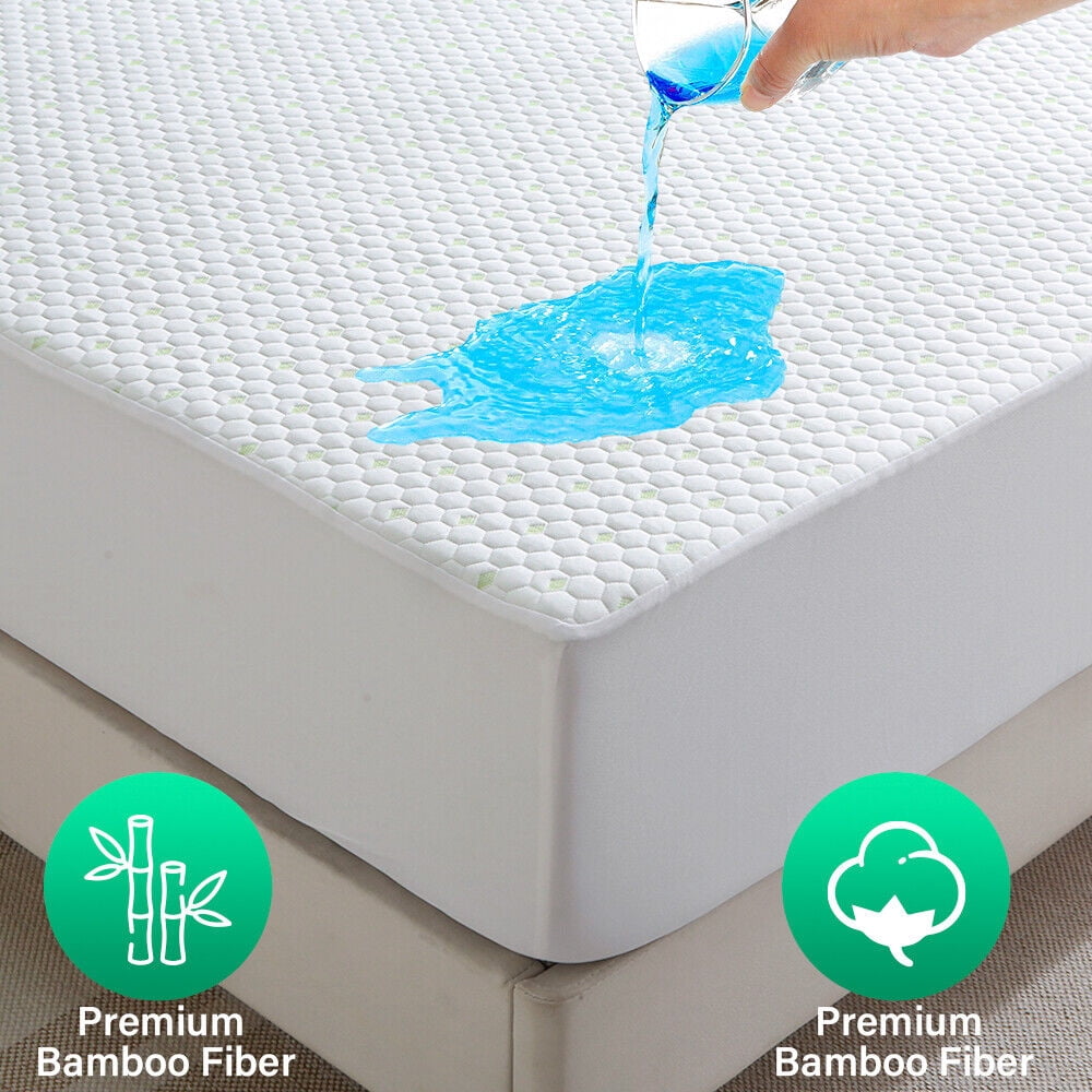 Queen Size Waterproof Mattress Protector Bamboo Cotton Mattress Cover ...