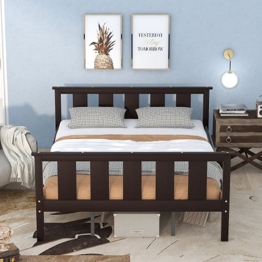Queen Size Wooden Bed Frame with Headboard and Footboard,Platform Bed ...