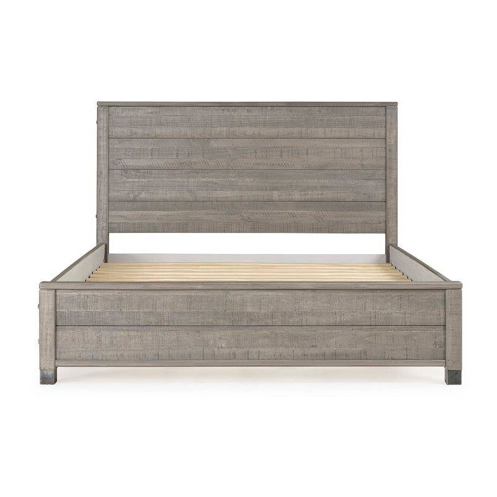 Queen Solid Wooden Platform Bed Frame with Headboard in Grey Wood ...