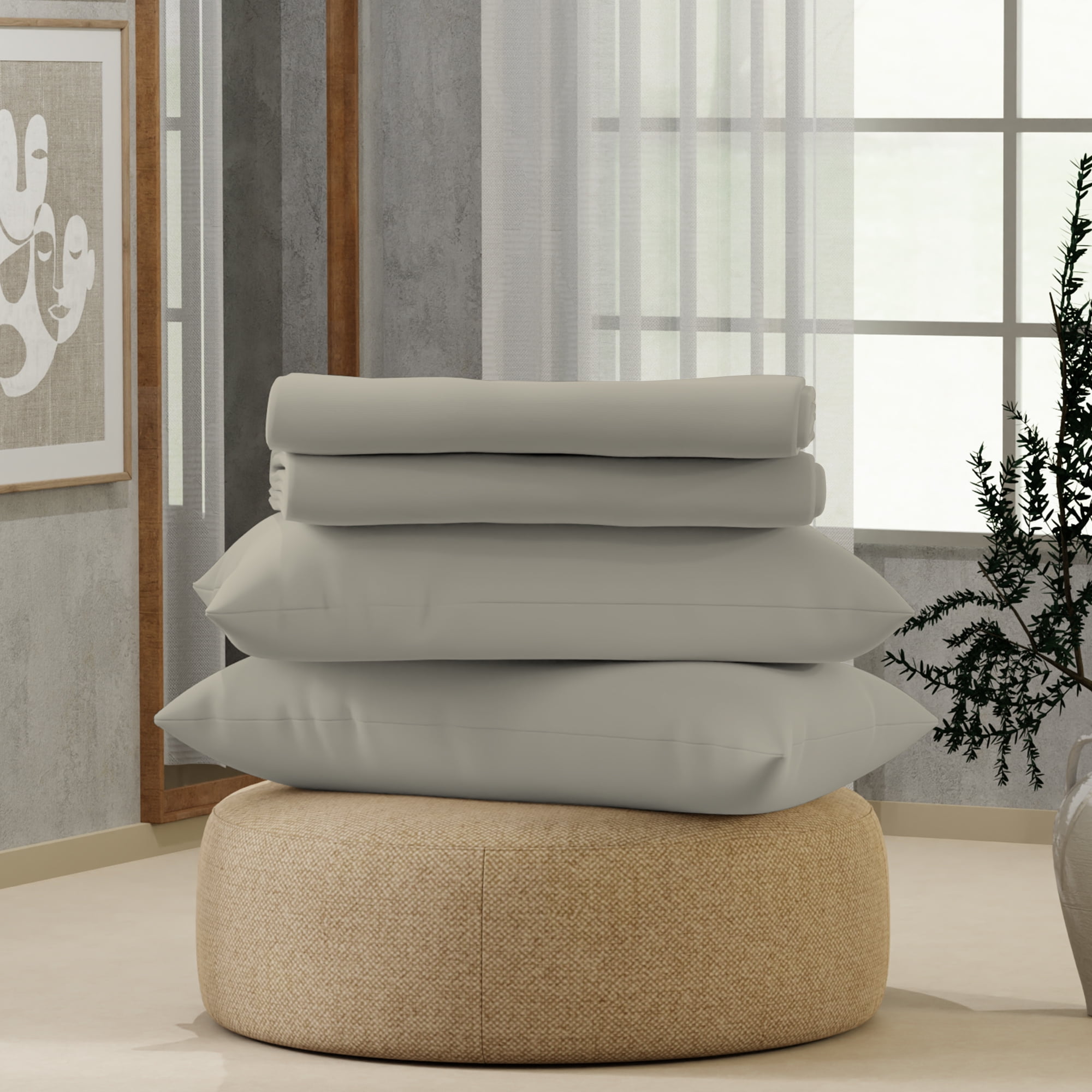 Color Sense Brushed Cotton Blend Percale Bed sheet Set – 4 Piece, Cool ...