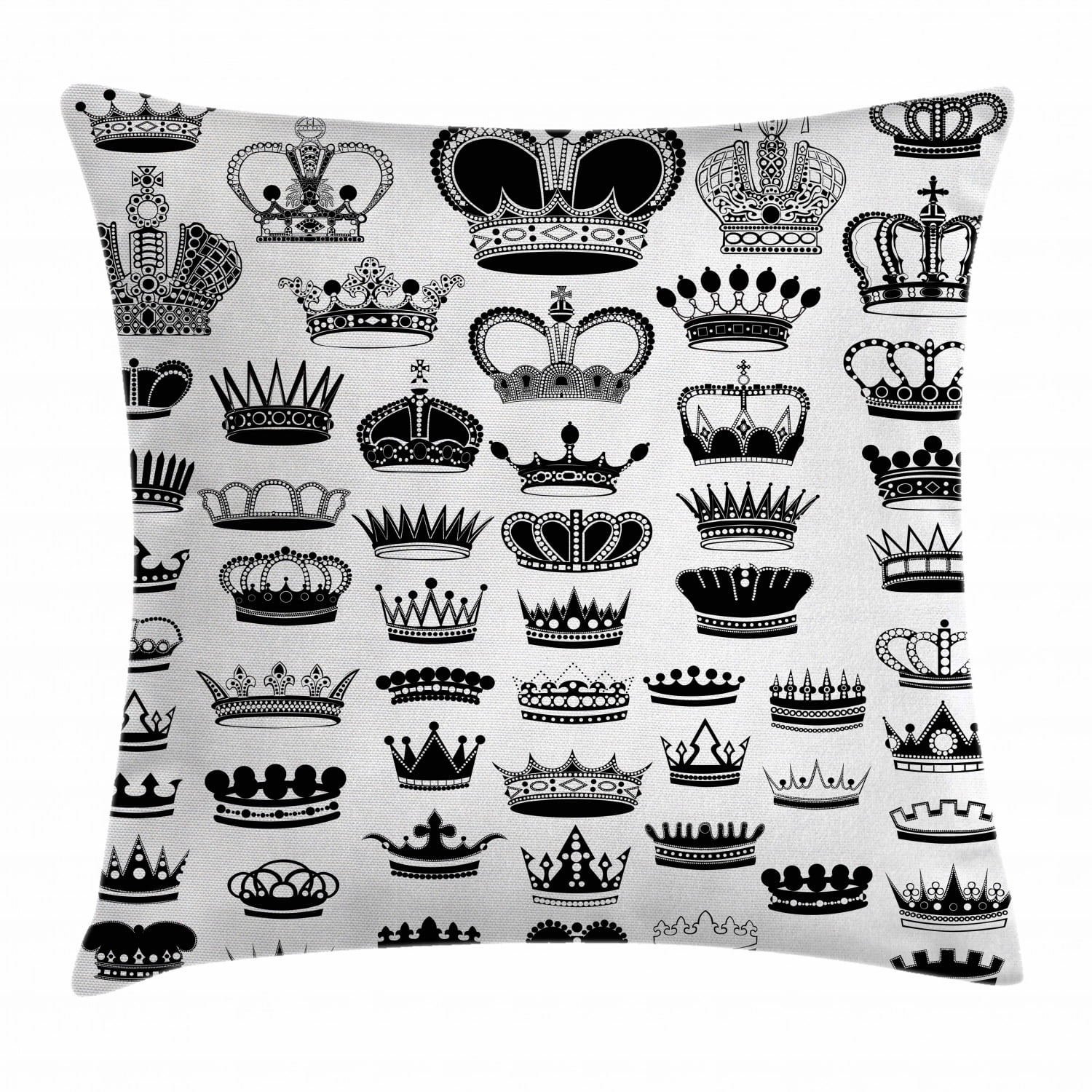 Queen Throw Pillow Cushion Cover, Big Silhouette Crown Set Monarchy ...