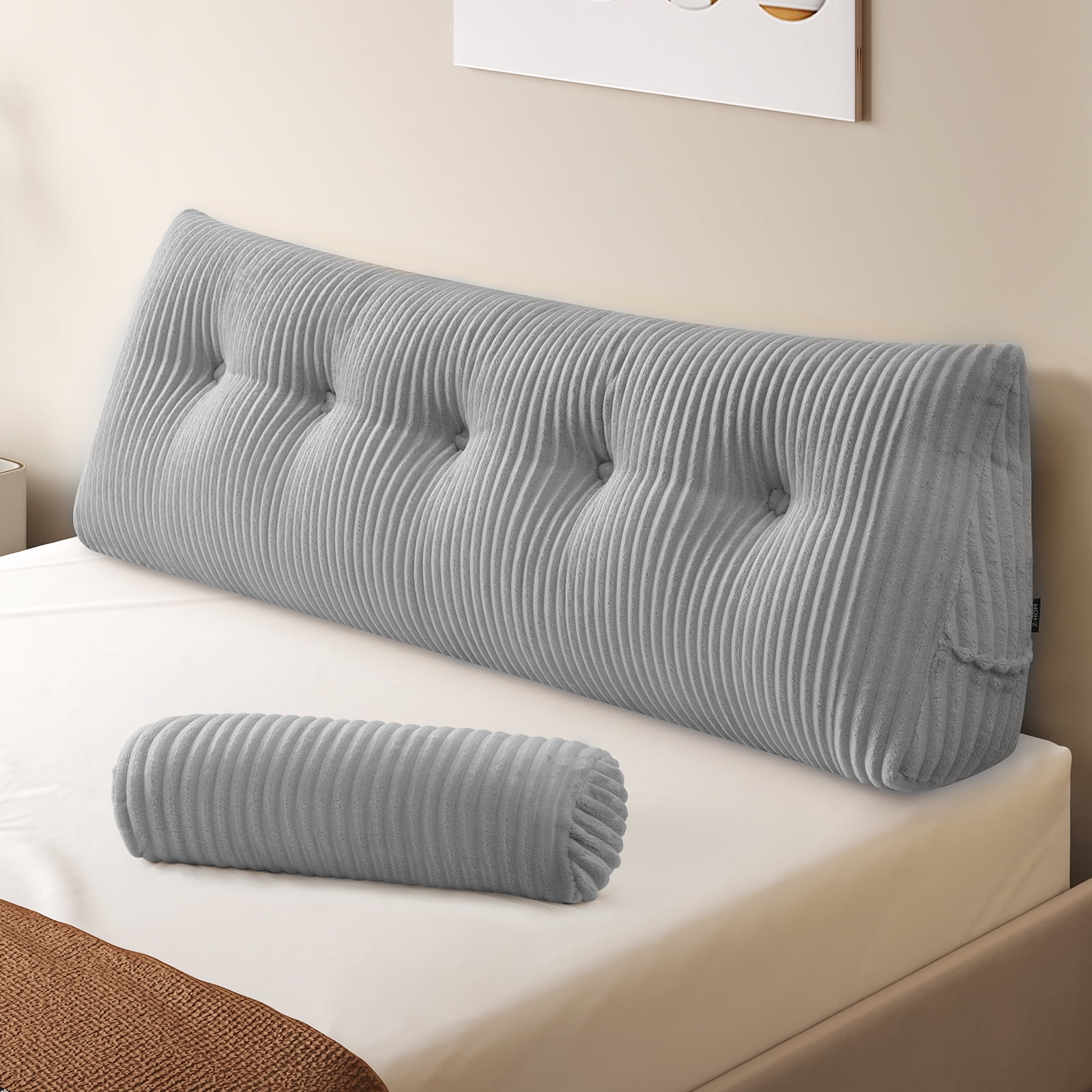 Z-HOM Triangular Headboard Pillow with 2 Roll Pillows, Queen Size ...