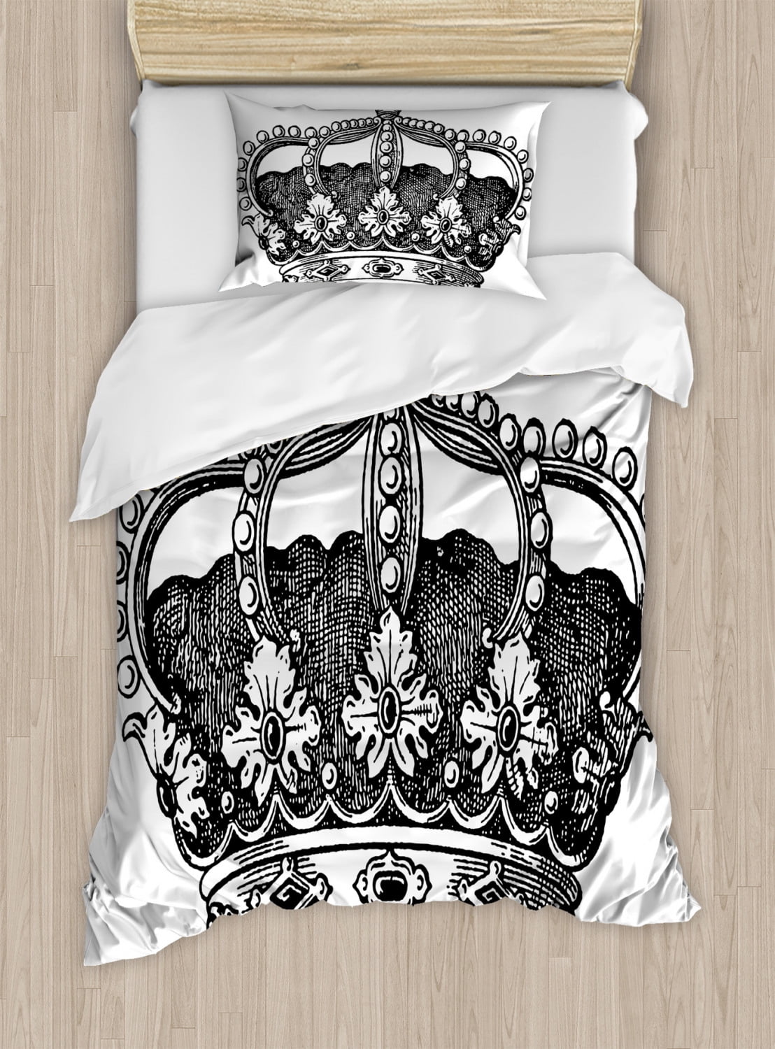 Queen Twin Size Duvet Cover Set, Antique Royal Crown Kingdom Emperor ...