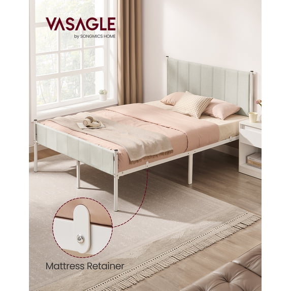 Queen Upholstered Bed Frame with Headboard and Footboard, 1100 lb ...