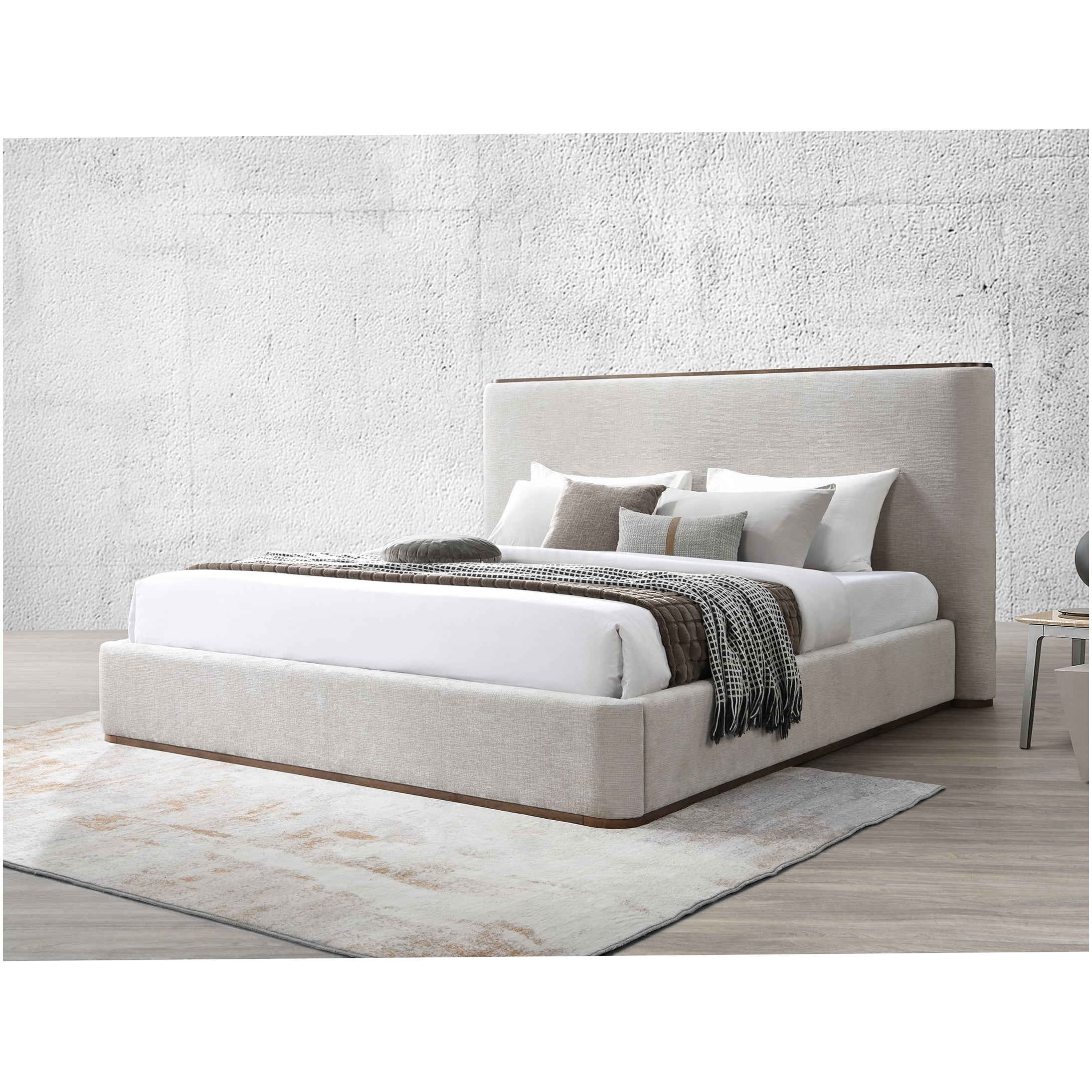 Queen Upholstered Platform Bed Frame with Fabric Headboard, 13 Slat ...