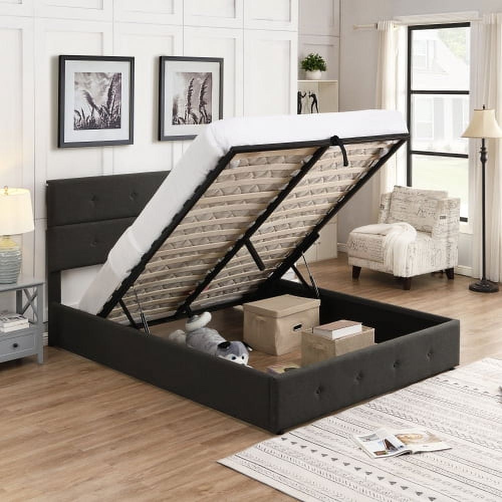 Queen Upholstered Platform Bed with Gas Lift up Storage, Queen Size Bed ...