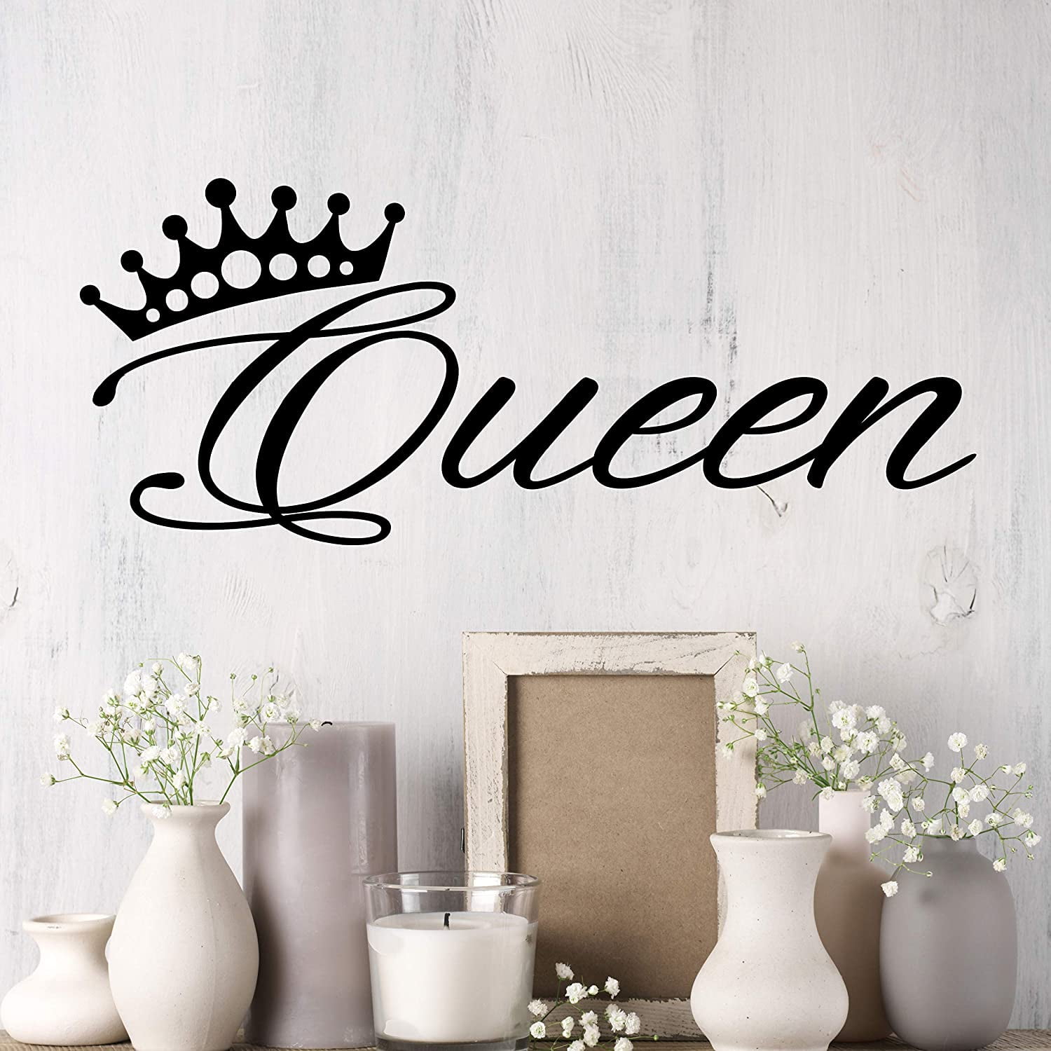 Queen Wall Decal Crown Stickers Bedroom Royal Words Inspiring Letters ...
