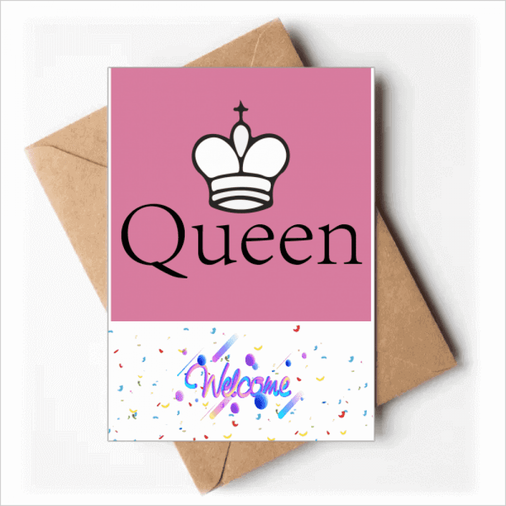 Queen White Word Chess Game Welcome Back Greeting Cards Envelopes Blank ...