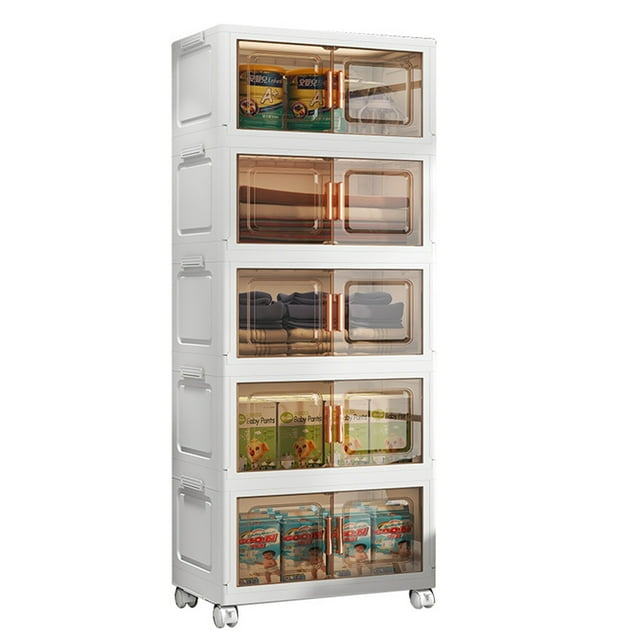 Queen.Y 5 Tier Plastic Storage Bins Open Front Stackable Storage ...