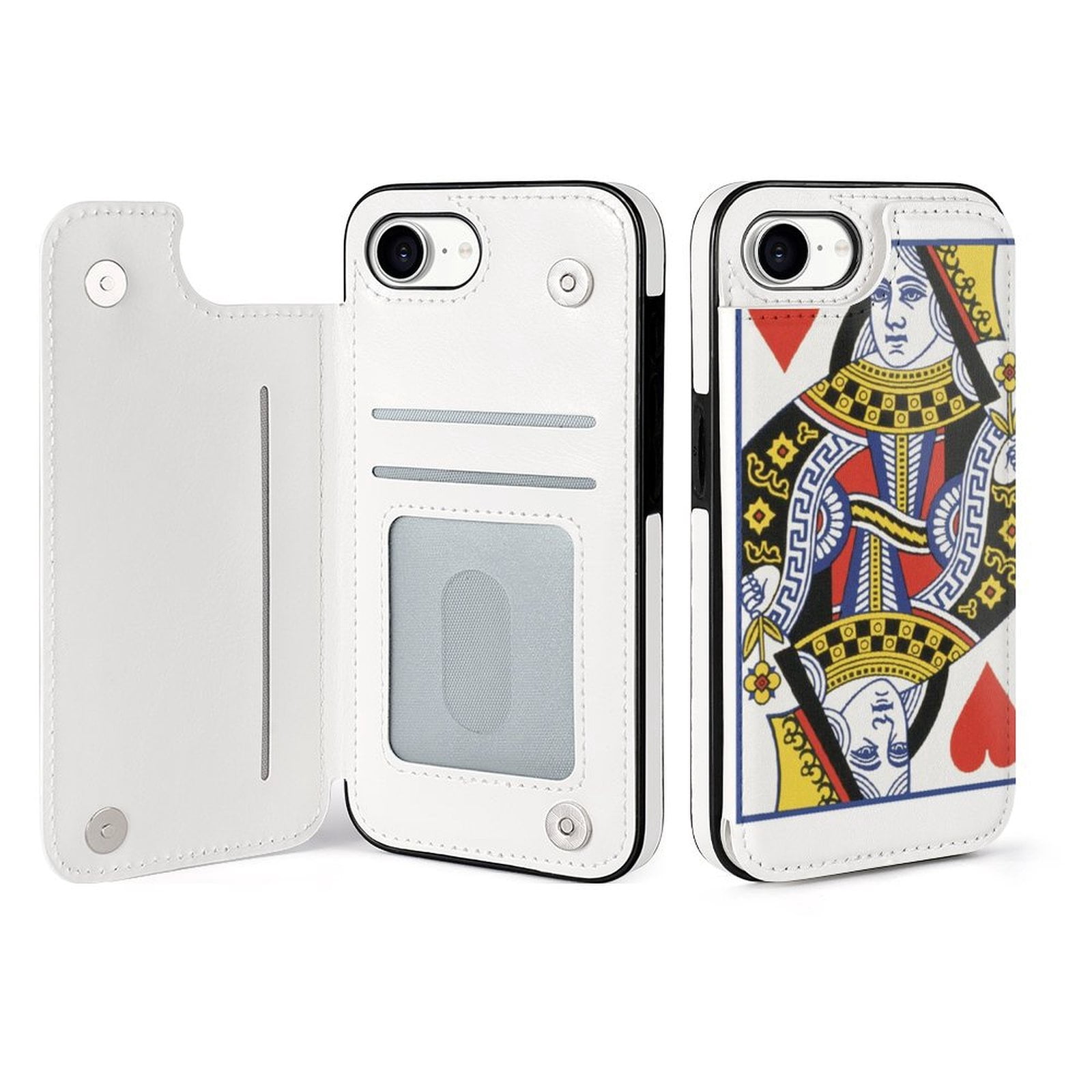 Queen of Hearts Playing Card Leather Wallet Case for iPhone 16 Pro Max ...