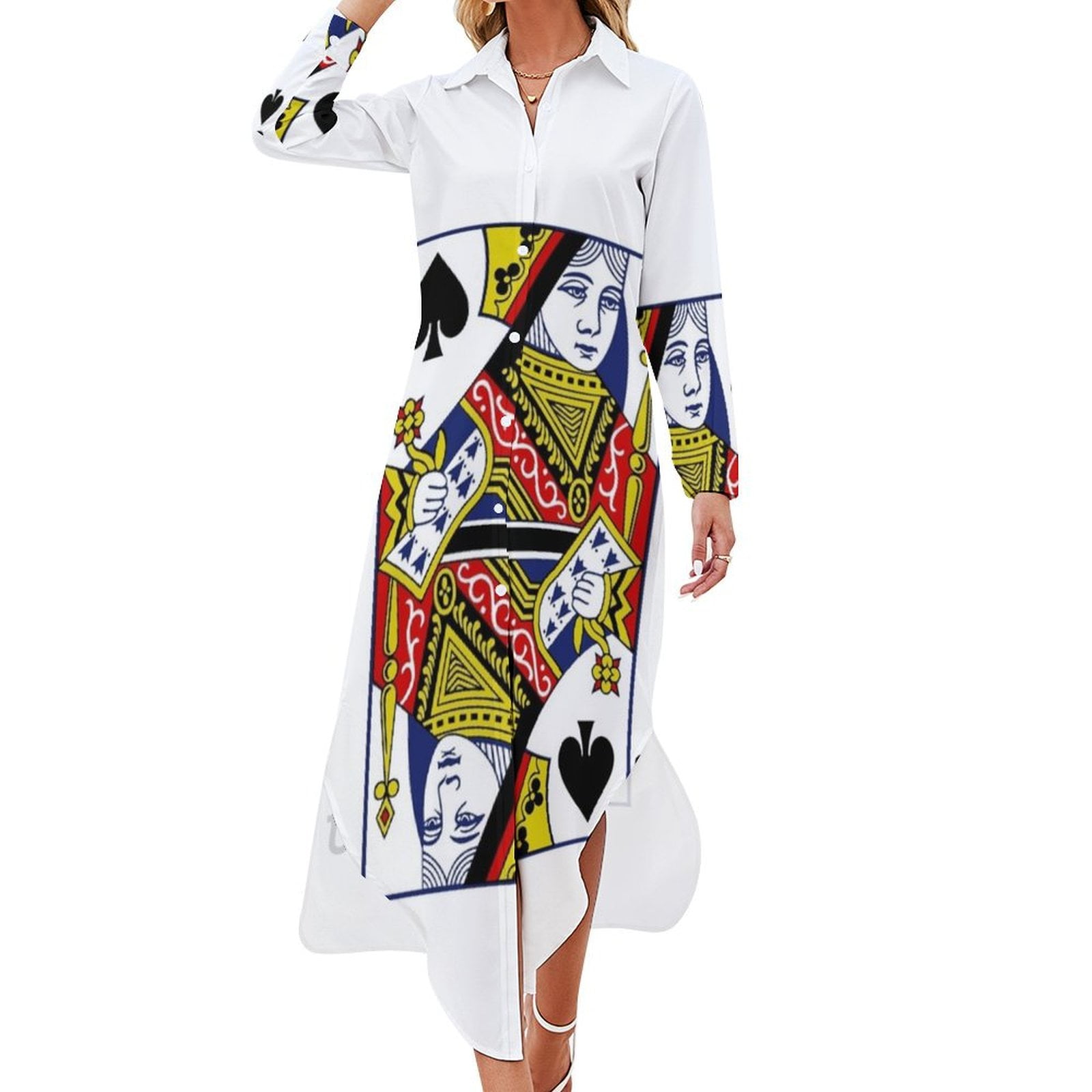 Queen of Spades Playing Card Long Sleeved Shirt Dress Woman clothes ...