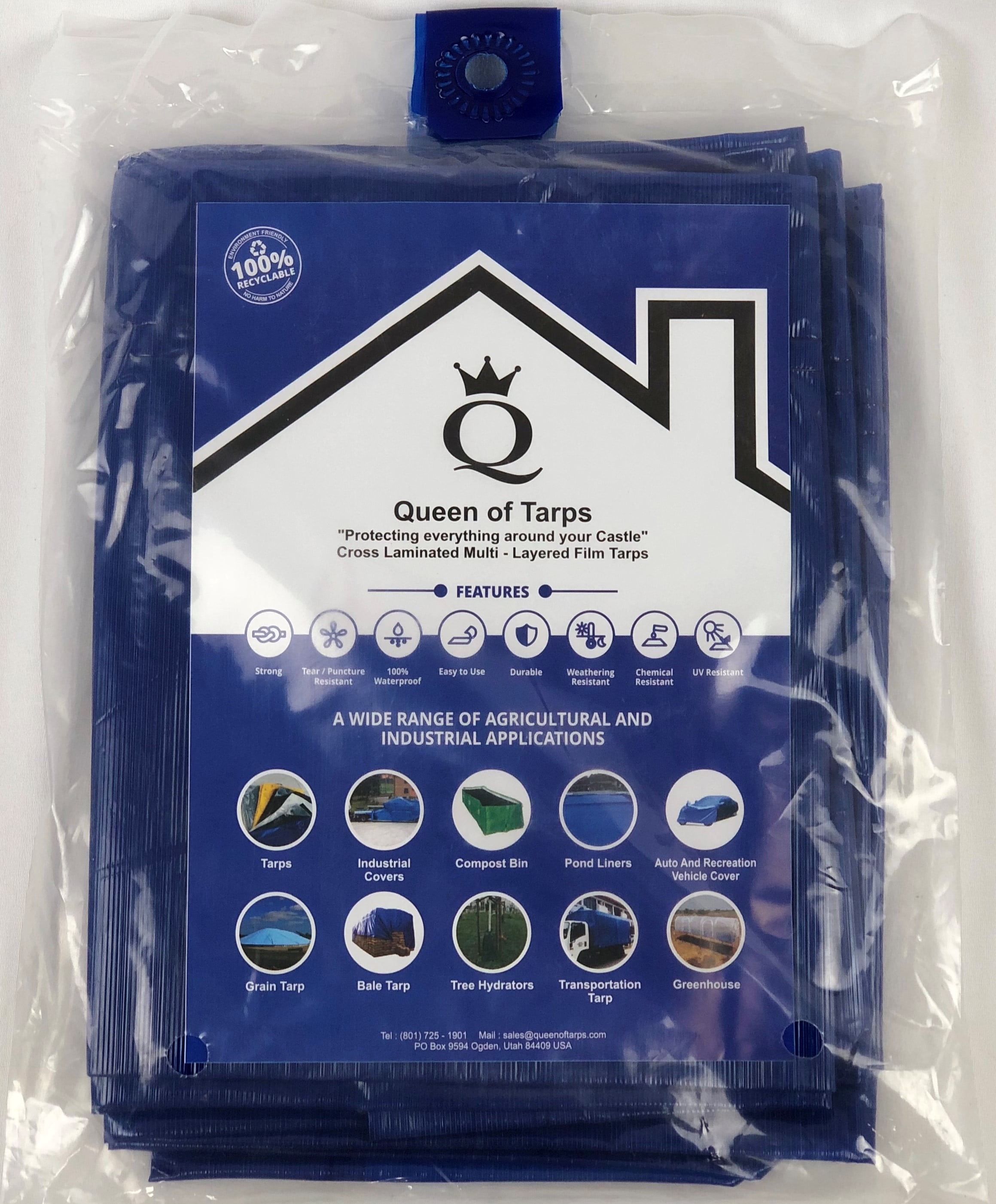 Queen of Tarps 10x12 Light Duty Blue Polymer Tarp - Walmart.com