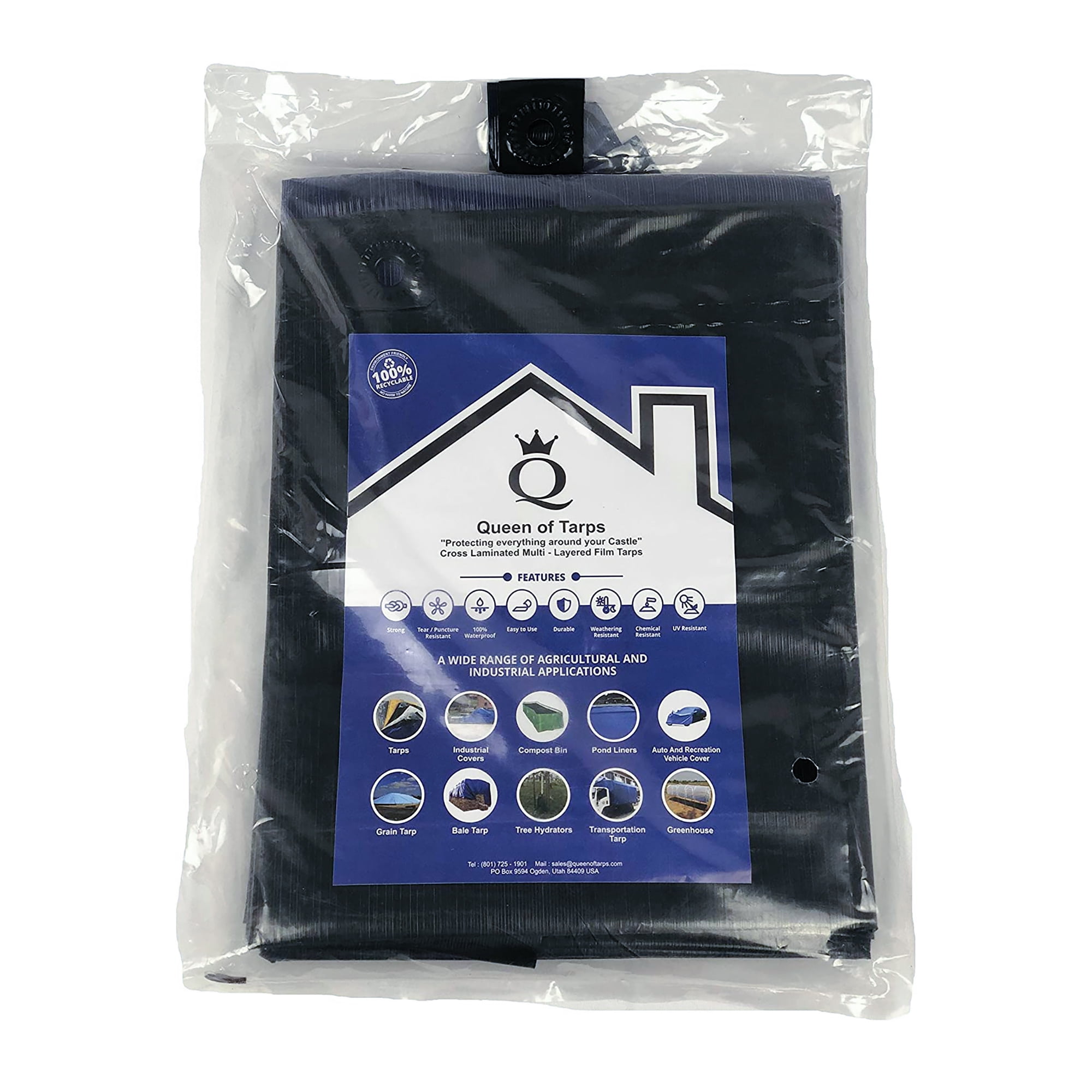 Queen of Tarps 16 x 20 Foot Heavy Duty All Purpose Plastic Tarp, Blue ...
