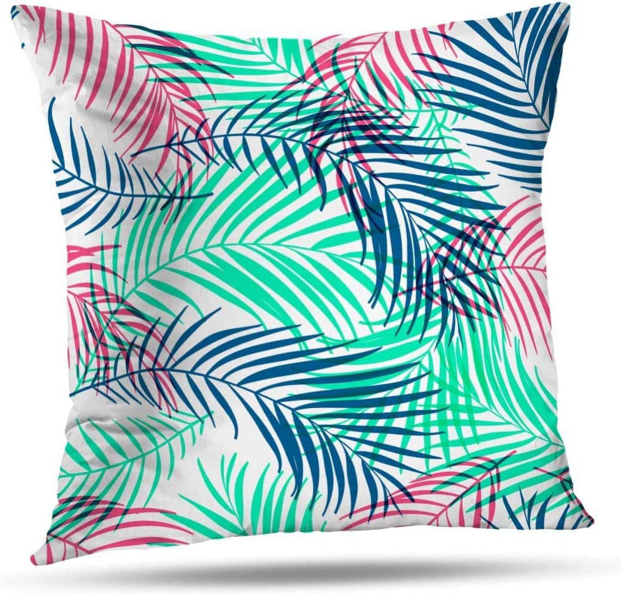 Queen's designer Leaf Pillowcase16"X16"Tropical Plant Palm Leaves Vivid ...