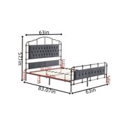 Queen Size Upholstered Platform Bed Frame with LED Lights for Kids ...