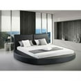 Queen size Modern Round Platform Bed with Headboard in Black Faux ...