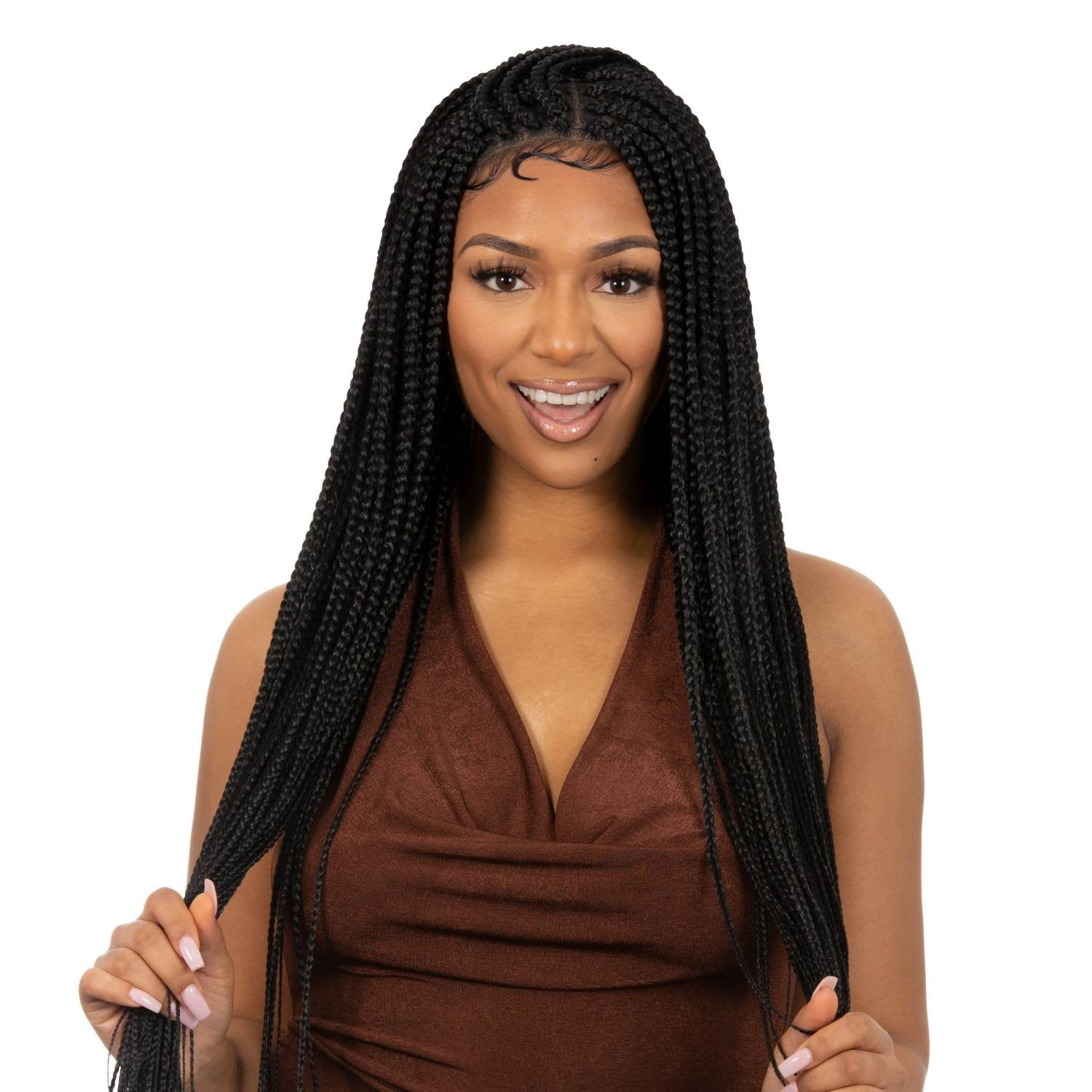 QueenB Braided Lace Wig - Box Braid OM27 - Walmart.com