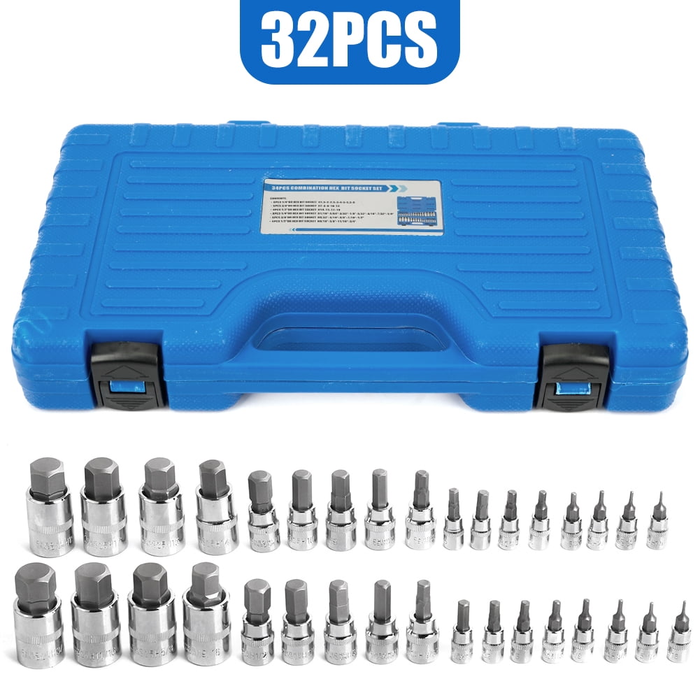 QueenTrade SAE & Metric Socket Set Standard Allen 1/4" 3/8" 1/2 ...