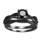 Sz 11 Sterling Silver 925 CZ Cubic Zirconia Infinity Wedding Engagement Ring Set - Walmart.com