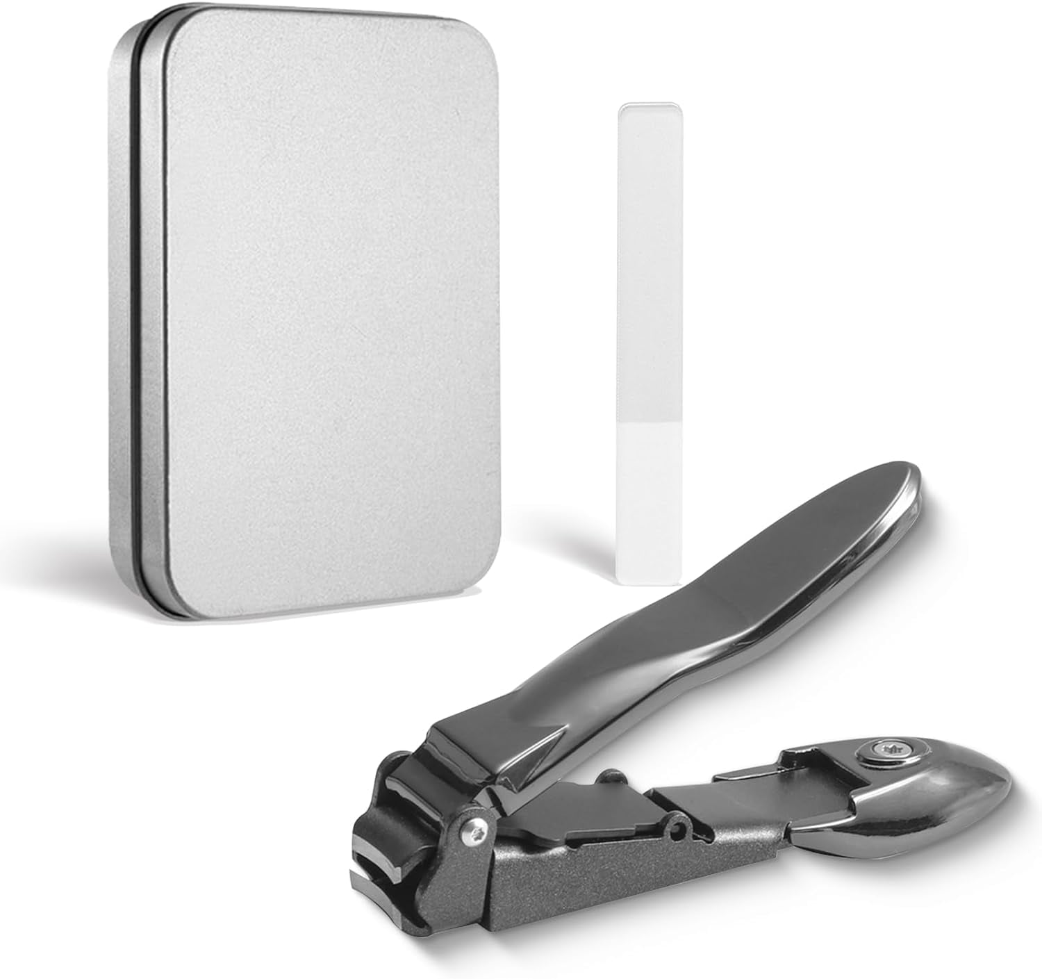 Queenme Nail Clippers with Catcher for Men, Upgraded 16mm Long Blade ...