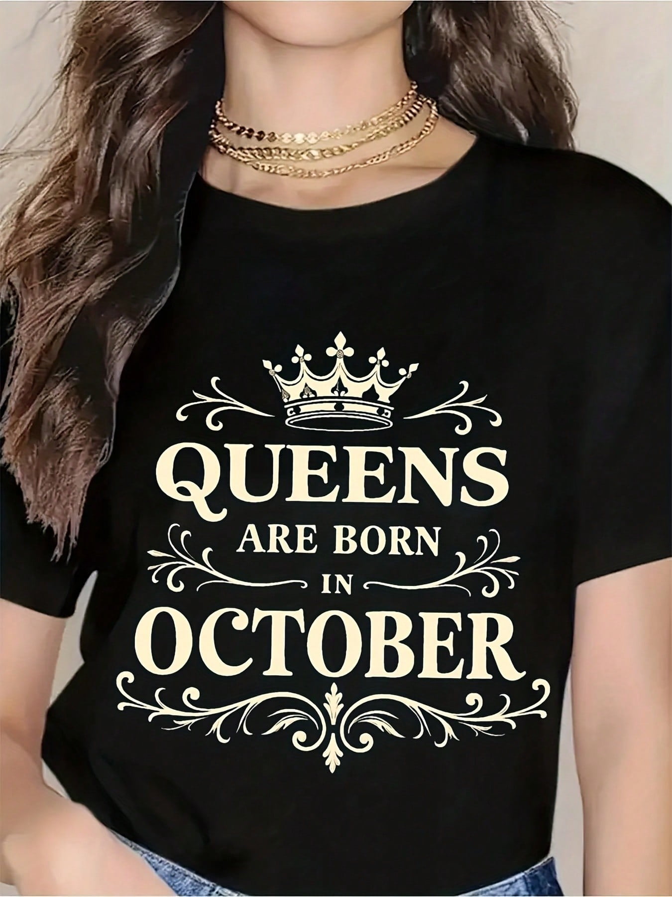 Queens Are Born In October T-Shirt For Women - Crown Design Birthday ...