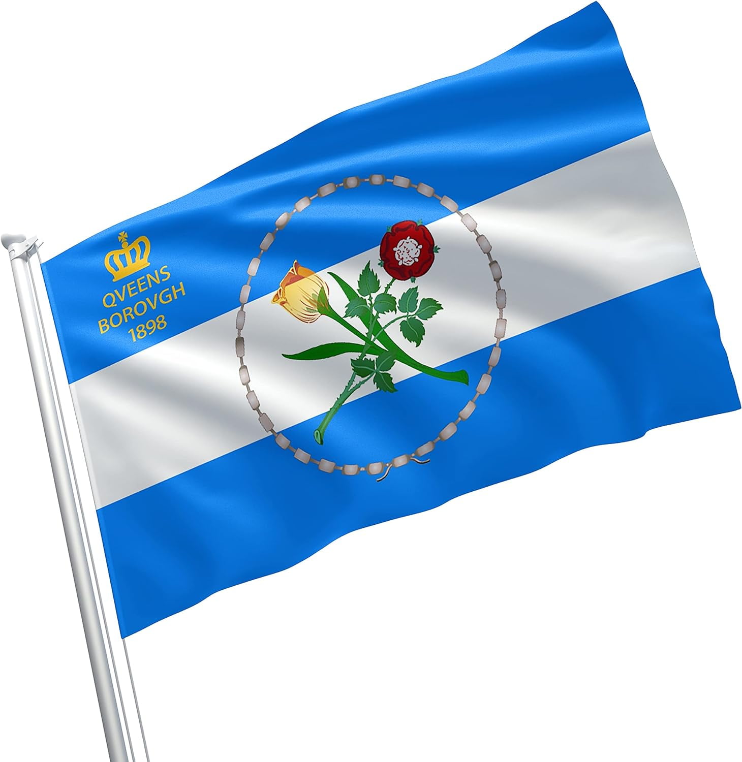 Queens County New York Flag Banner Vivid Color Brass Grommets (Queens ...