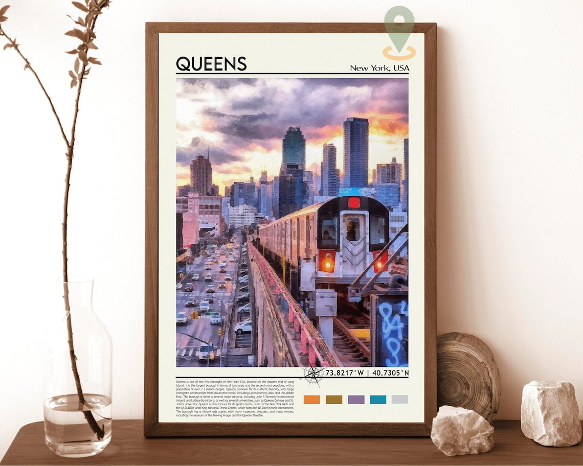 Queens Travel Poster, Queens Print, Queens Wall Art, Queens Vintage ...