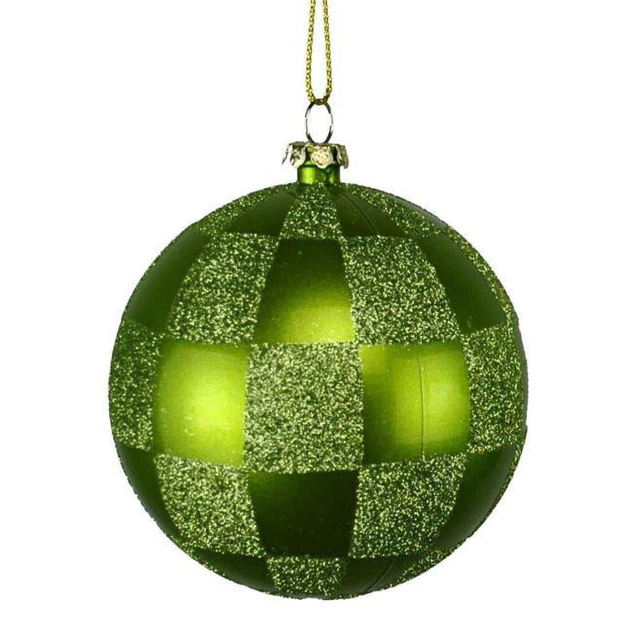 Queens of Christmas ORN-CHKR-BALL-80-WD 80 mm Lime Green & Sage Green ...