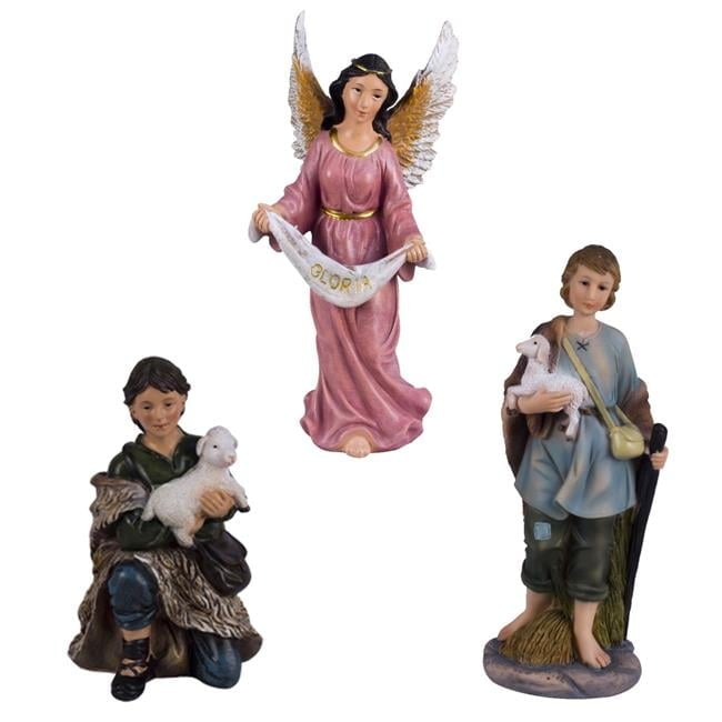 Queens of Christmas QC-NAT-12-A2S 12 in. Angel & 2 Shepherds Nativity ...
