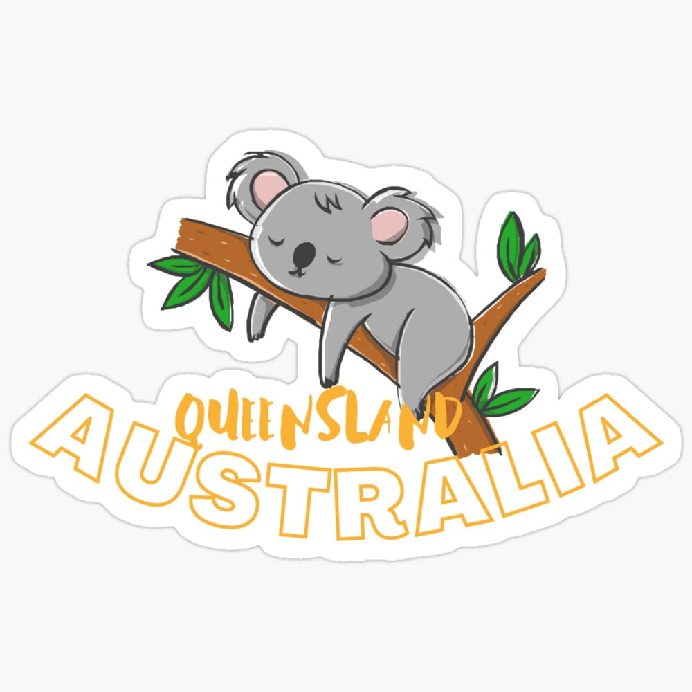 Queensland - Australia - Lazy Koala Sticker Phone Decal Water Bottle ...