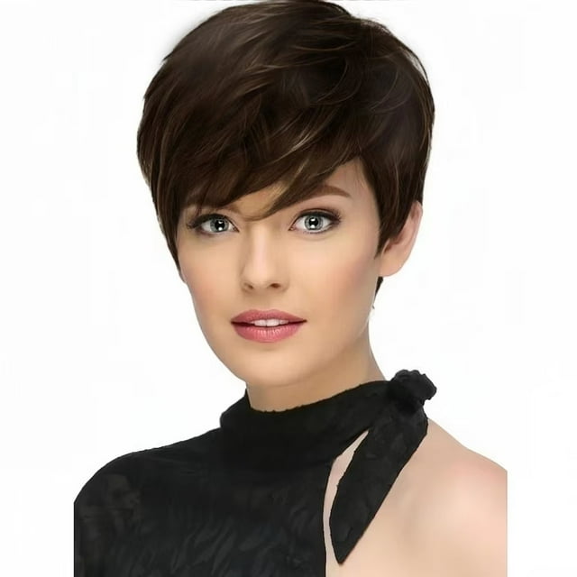 Queentas 8 Short Brown Wigs For Women Synthetic Short Wigs Straight