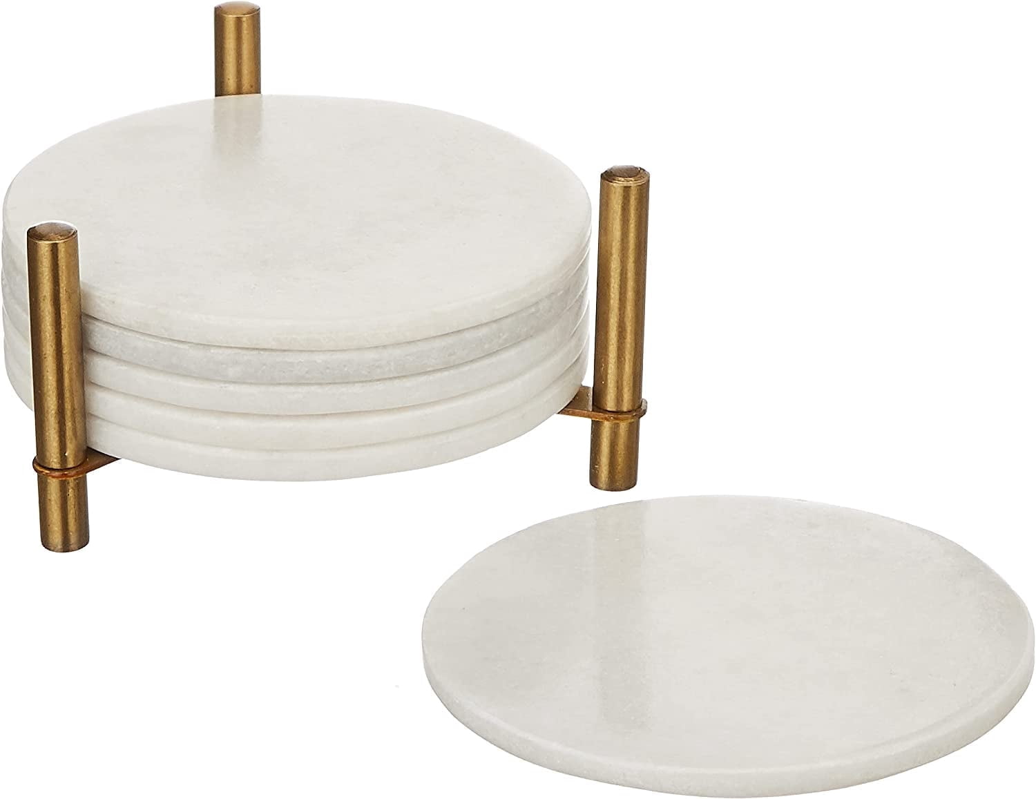 Queenza Marble Coasters Set of 6, Elegant Drink Coasters for Tabletop ...