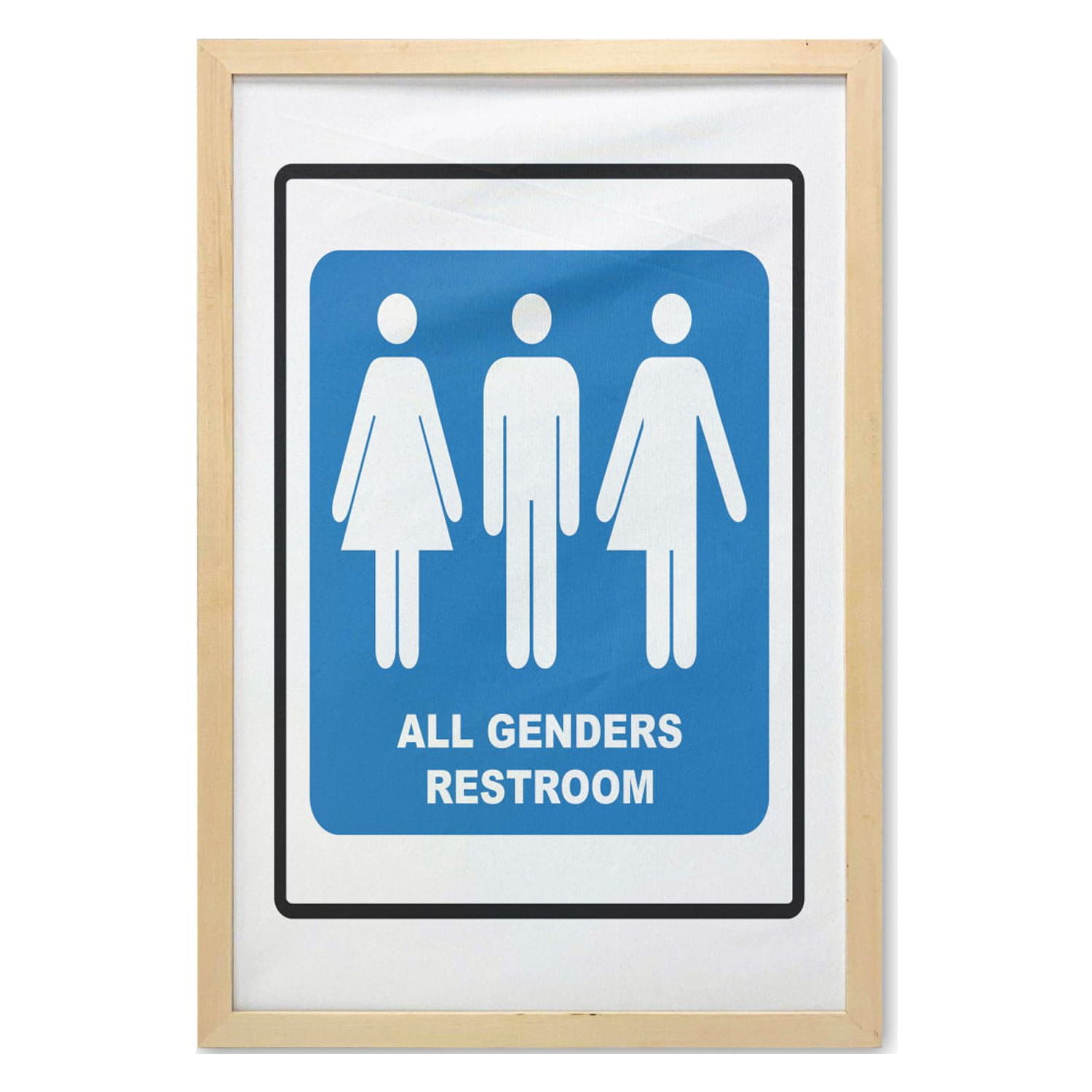 Queer Wall Art with Frame, All Genders Restroom Sign Calligraphy with ...