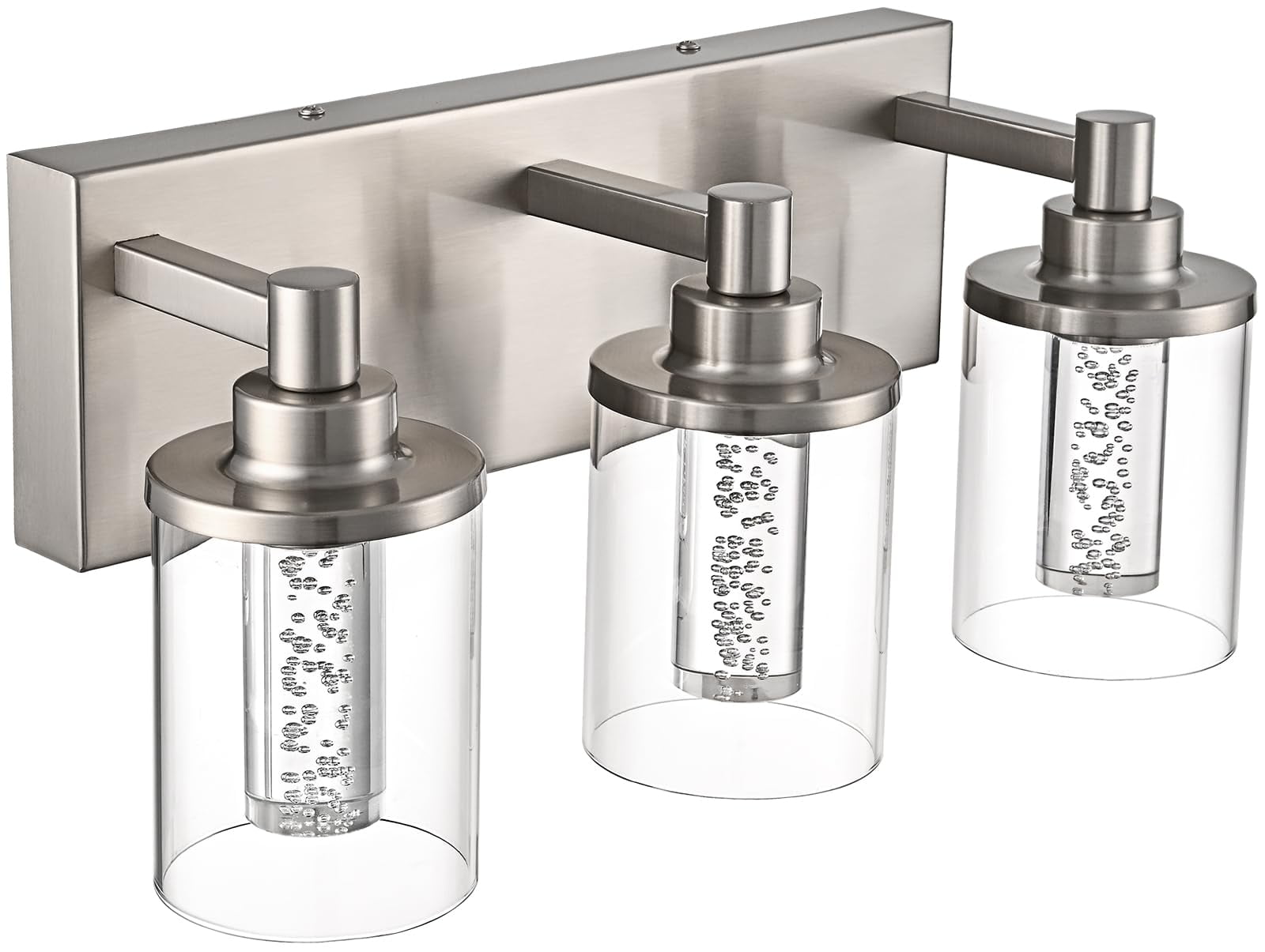 QueeuQ Brushed Nickel Vanity Light,3 Lights Integrated LED Bathroom ...