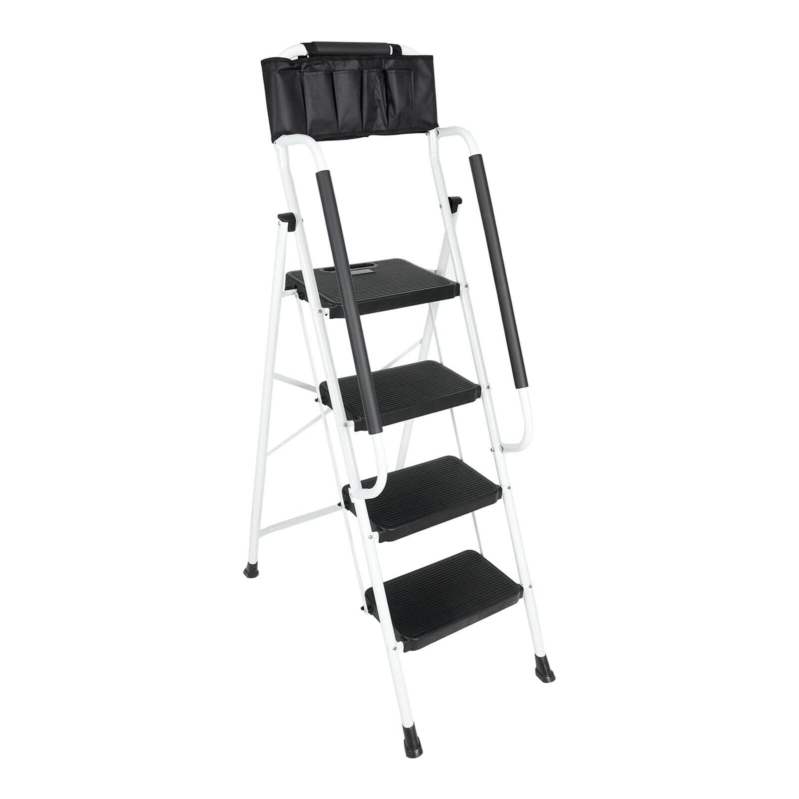 QuellQuest 4 Step Ladder with Handrails & Attachable Tool Bag, 330 lbs ...